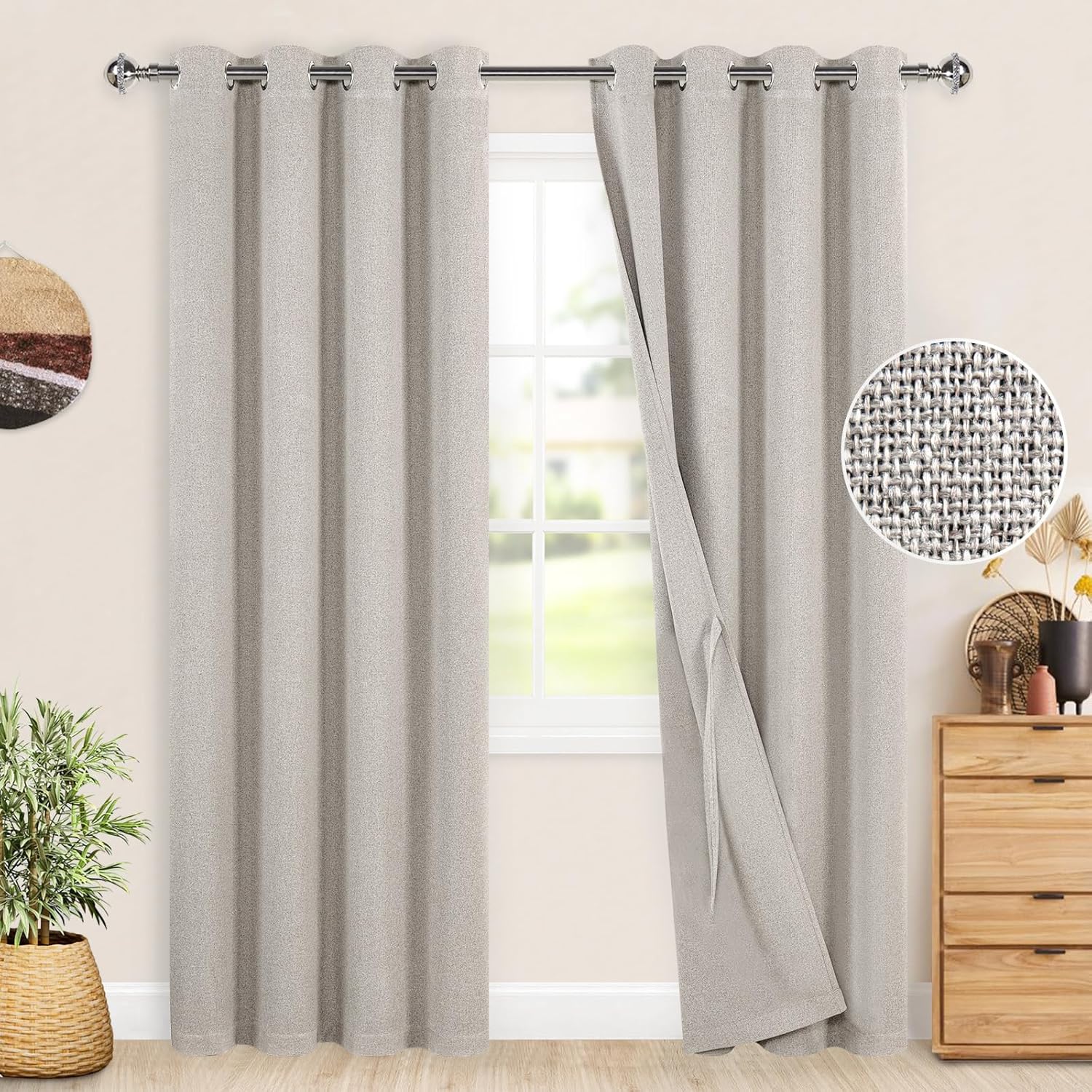 Amazon.com: DWCN Linen Blackout Curtains for Bedroom, Farmhouse ...