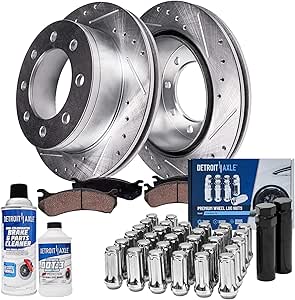 Amazon.com: Detroit Axle - Front Drilled & Slotted Brake Rotors + Pads + 32pc Lug Nuts w/Keys ...