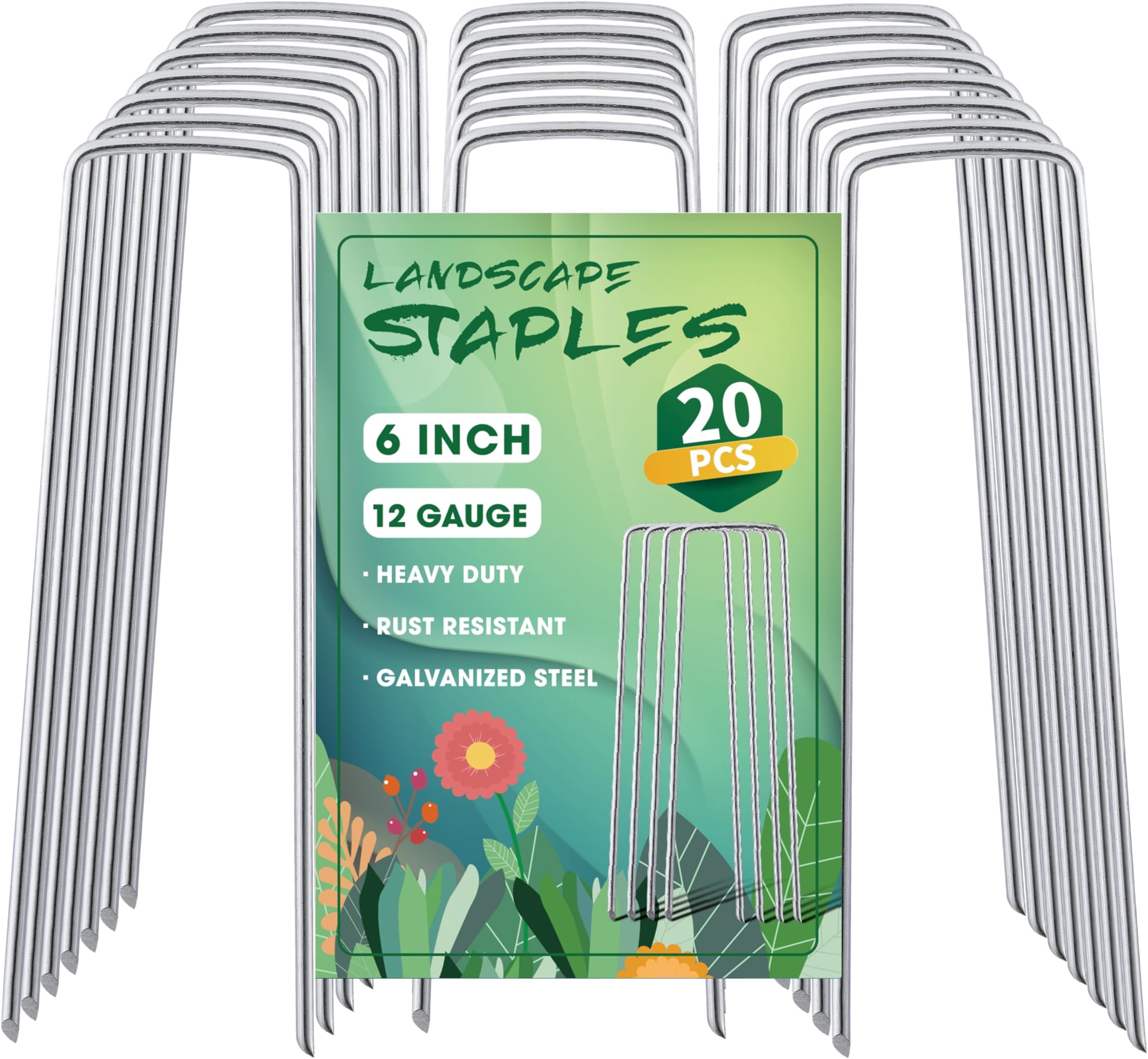 Amazon.com : Landscape Staples, Galvanized Garden Stakes, U-Shaped ...