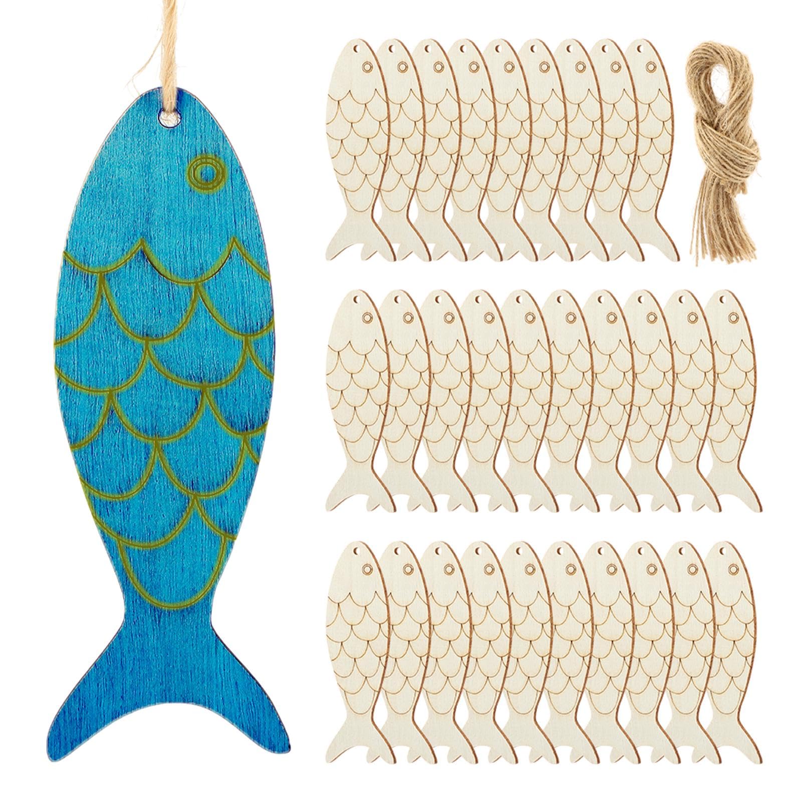 Amazon.com: 30pcs Wood Fish Cutouts Unfinished Fish Shaped Wood Cut Out ...