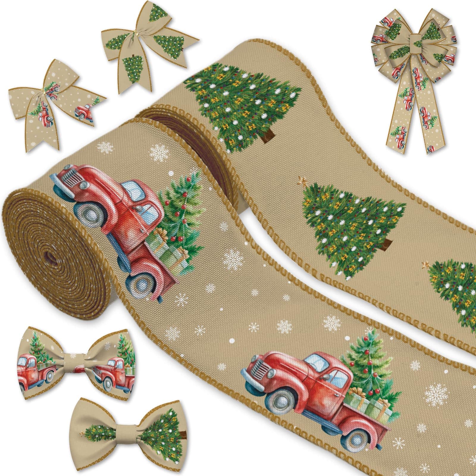 Amazon.com: YKW 2 Rolls Vintage Christmas Ribbon Set -2.56" x 5 Yards ...