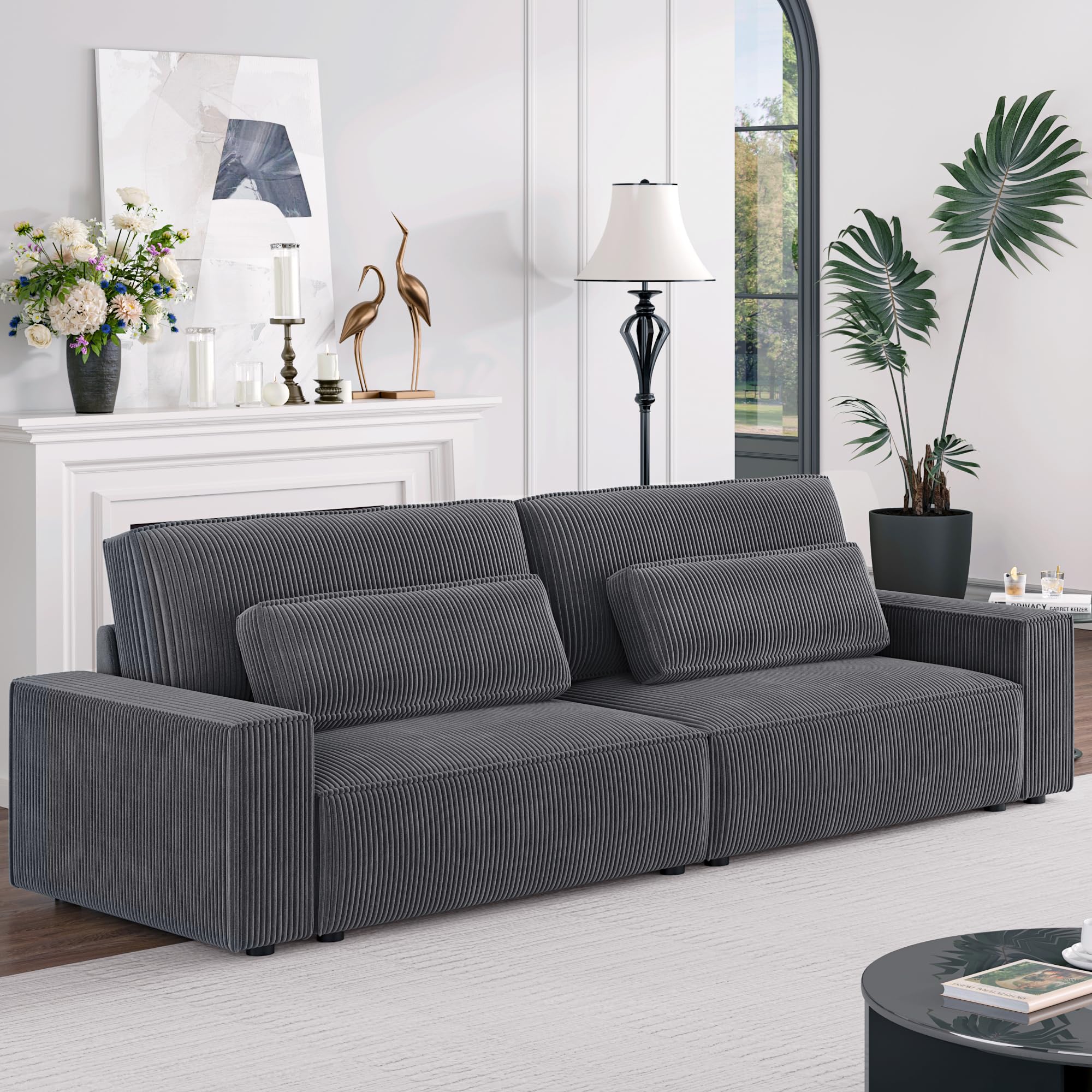 HIFIT 105" Large Sofa Couches for Living Room, Fluffy Corduroy Couch ...