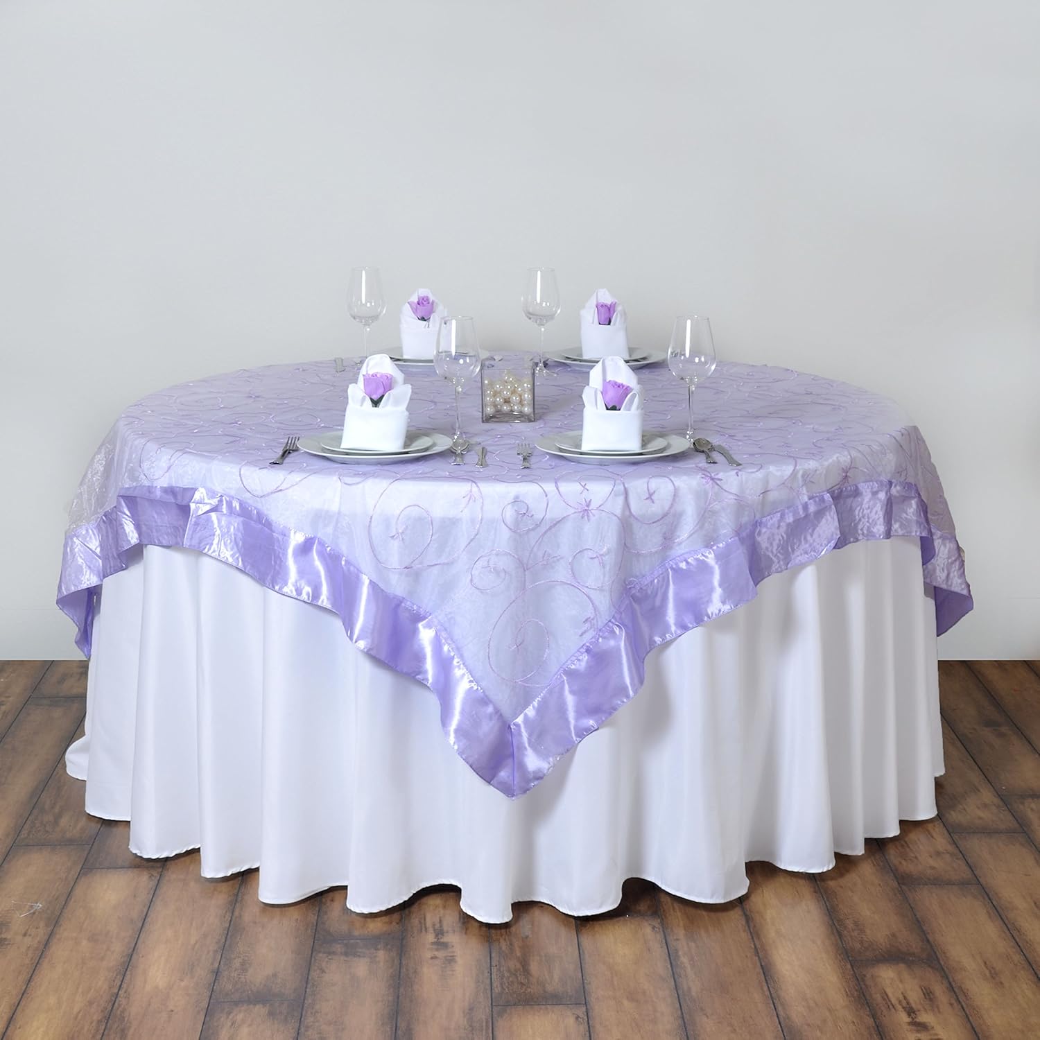 Amazon.com: BalsaCircle 72x72-Inch Lavender Embroidered Sheer Organza ...