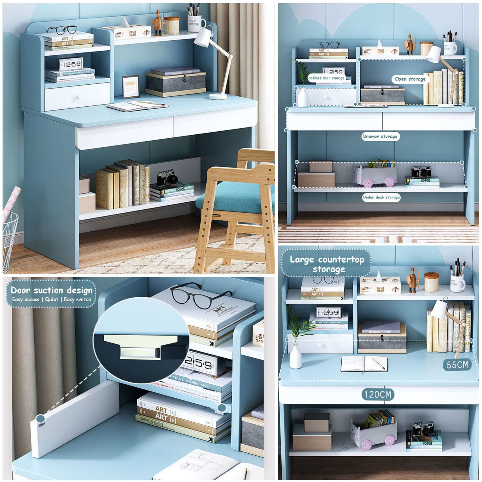 Avery Kids Blue Study Table Study Desk With Drawer Shelf Small ...
