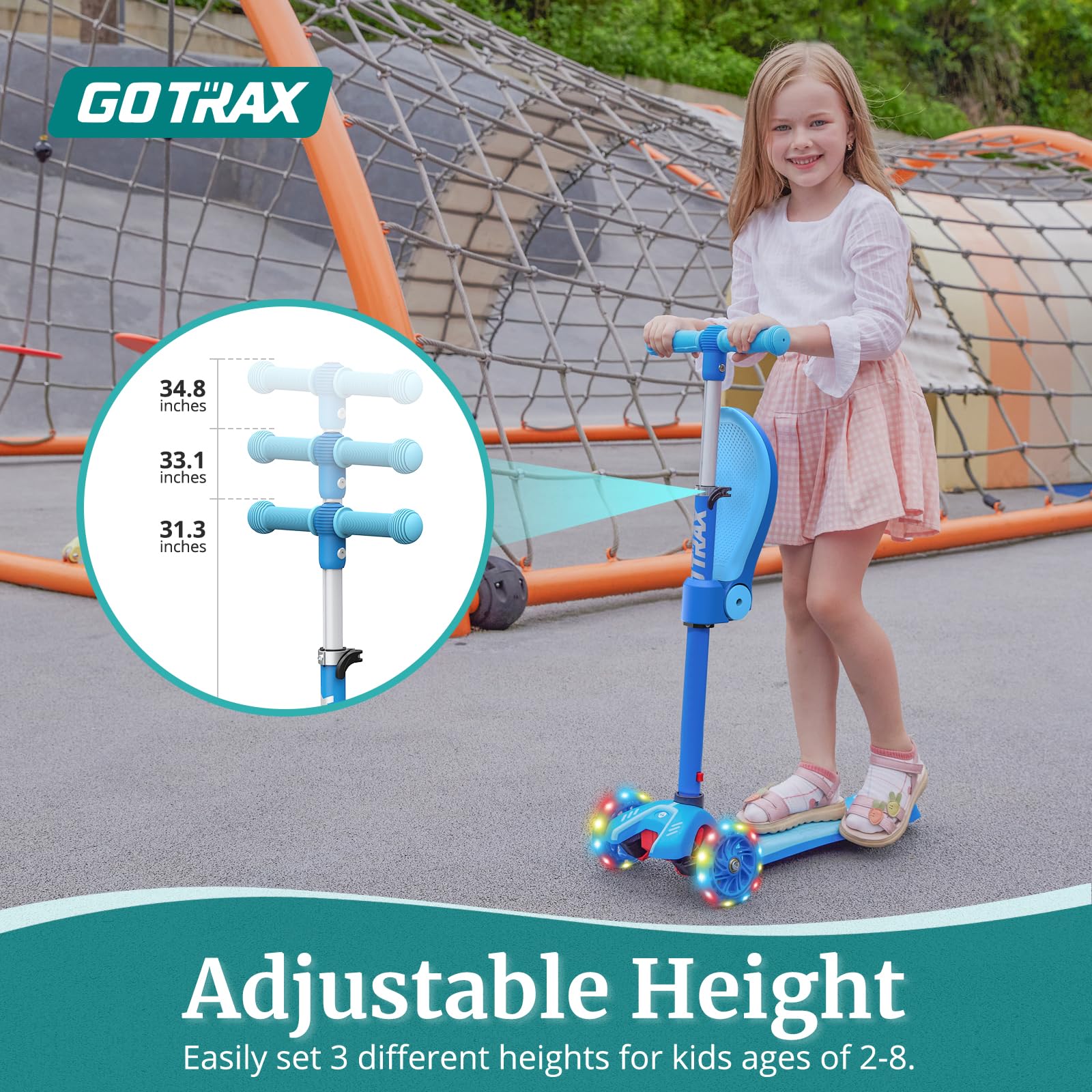 Snapklik.com : Gotrax KS3 Kids Kick Scooter, LED Lighted Wheels ...