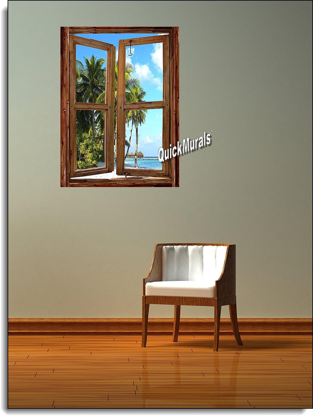 Amazon.com: Beach Cabin Window #1 Peel & Stick Canvas One-Piece Wall ...