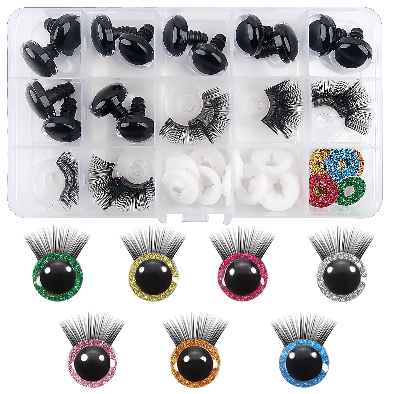 Amazon.com: TOAOB 14pcs 20mm Safety Eyes Plastic Glitter Safety Eyes ...