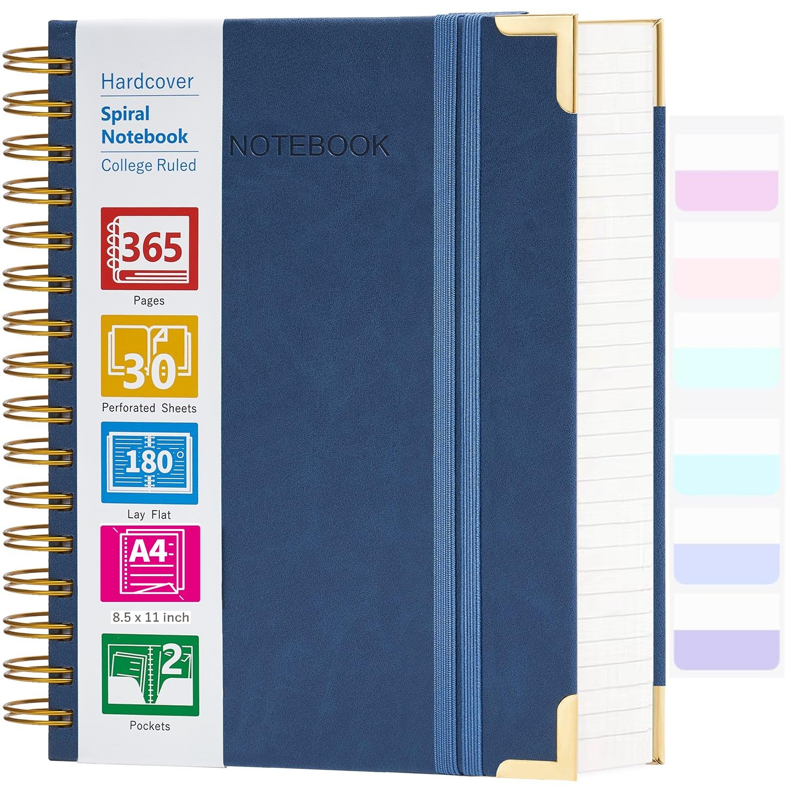 Amazon.com : Spiral Notebook, 365 Page Hardcover College Ruled Notebook ...