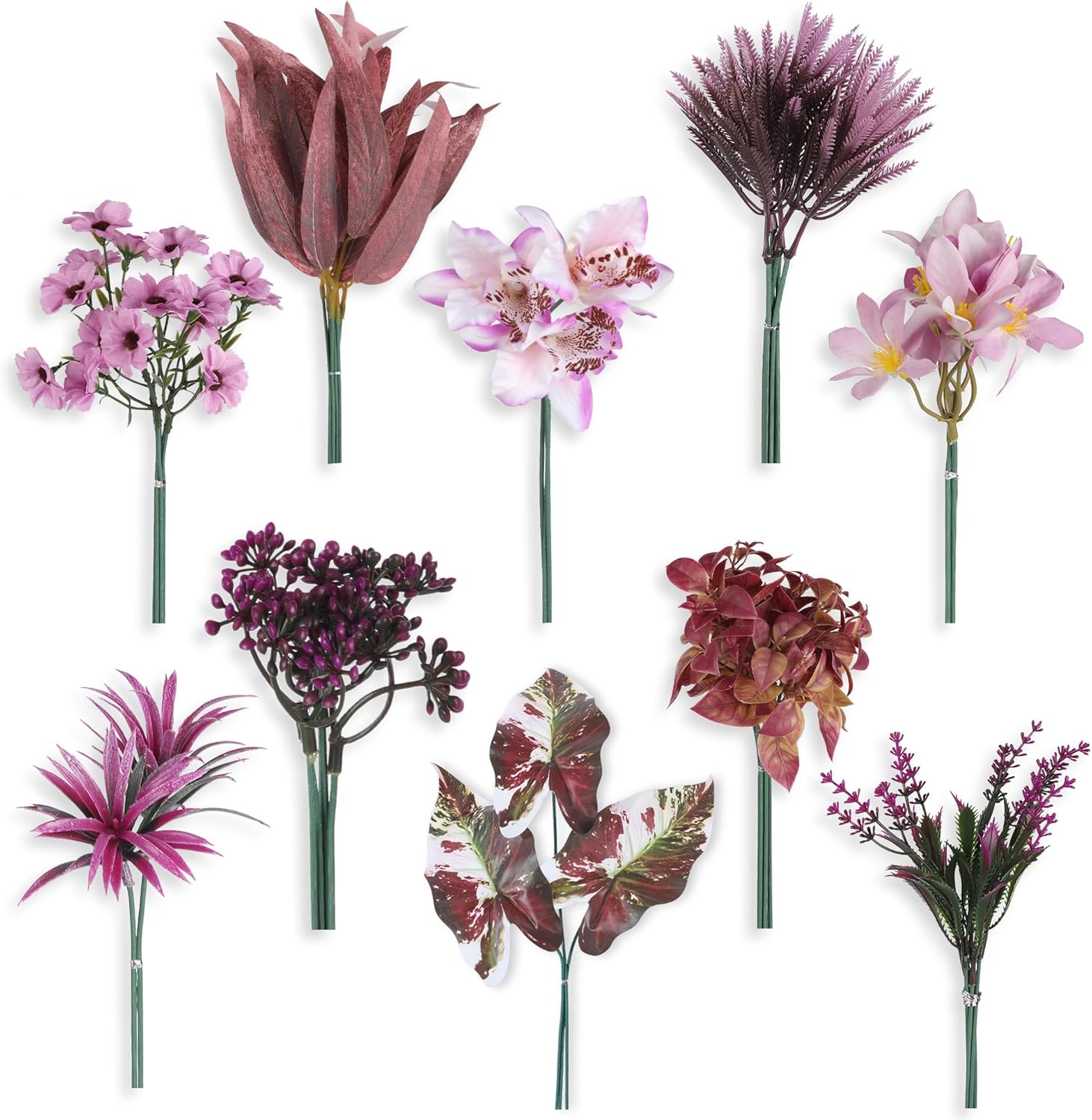 Amazon.com: FLOWESZYW 52pcs Artificial Greenery Stems Box Set with 10 ...