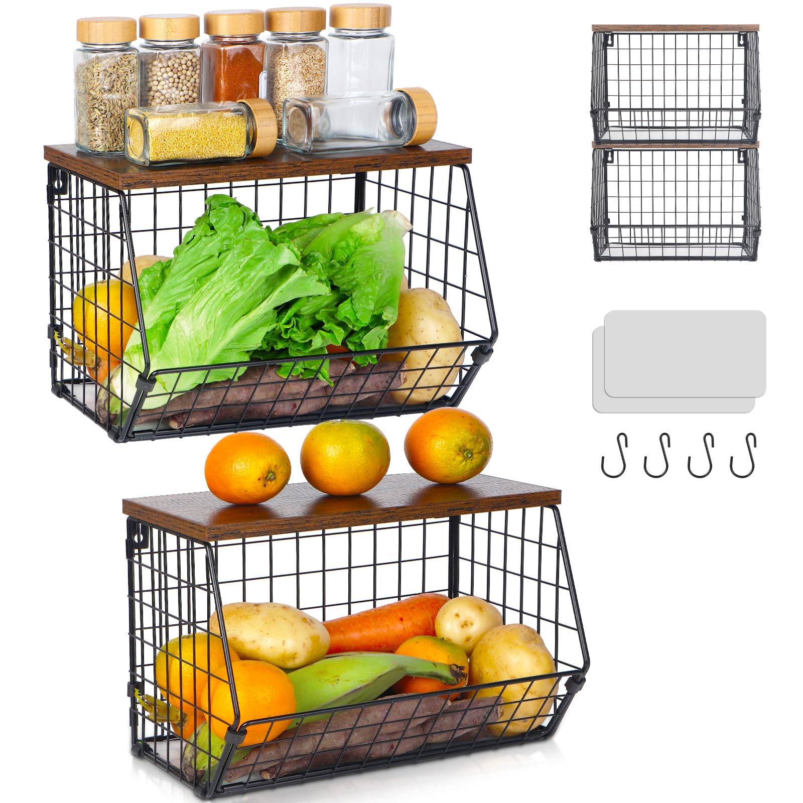 Snapklik.com : 2 Tier Fruit Basket For Kitchen Counter, Hanging Fruit ...