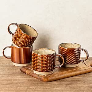 Amazon.com: GBHOME 12 OZ Stackable Coffee Mugs, Ceramic Coffee Cups ...