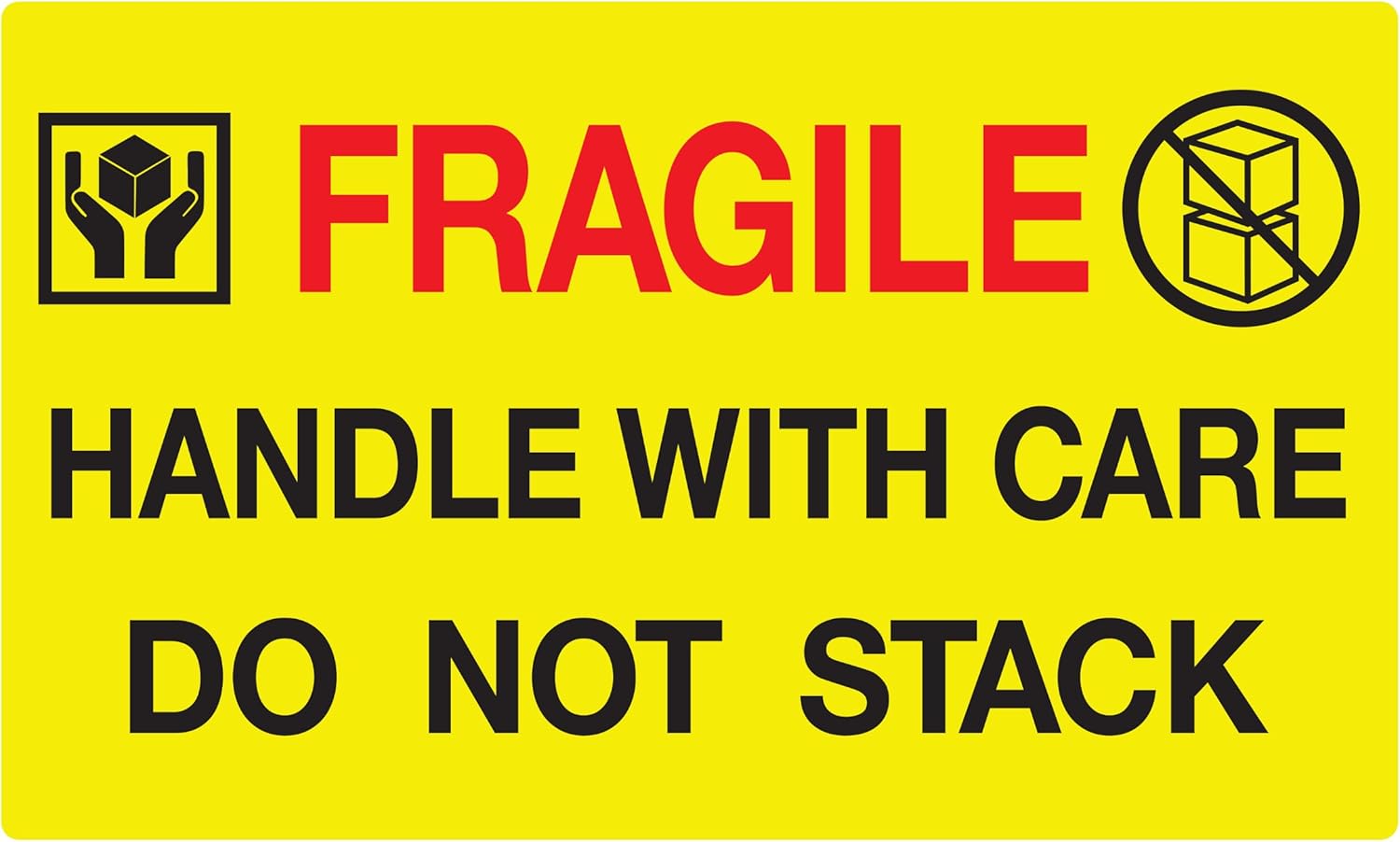 Jumbo Fluorescent Yellow"Fragile Handle with Care Do Not Stack" Pallet ...