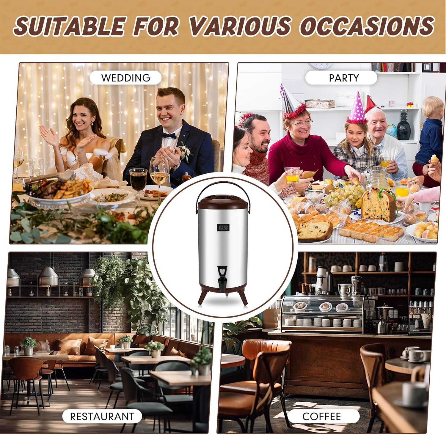 Mifoci Dispensador de bebidas aisladas de acero inoxidable de 12 ...