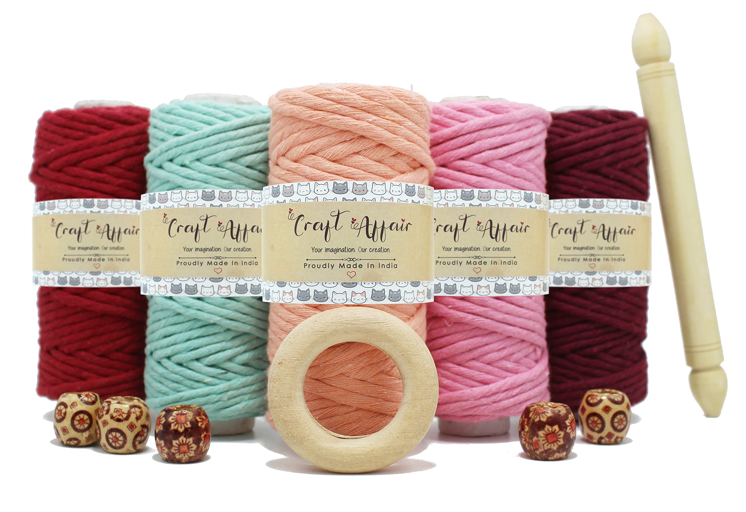 Craft Affair | Single Strand Cotton Cord Combo (Each Color 20 Meter ...