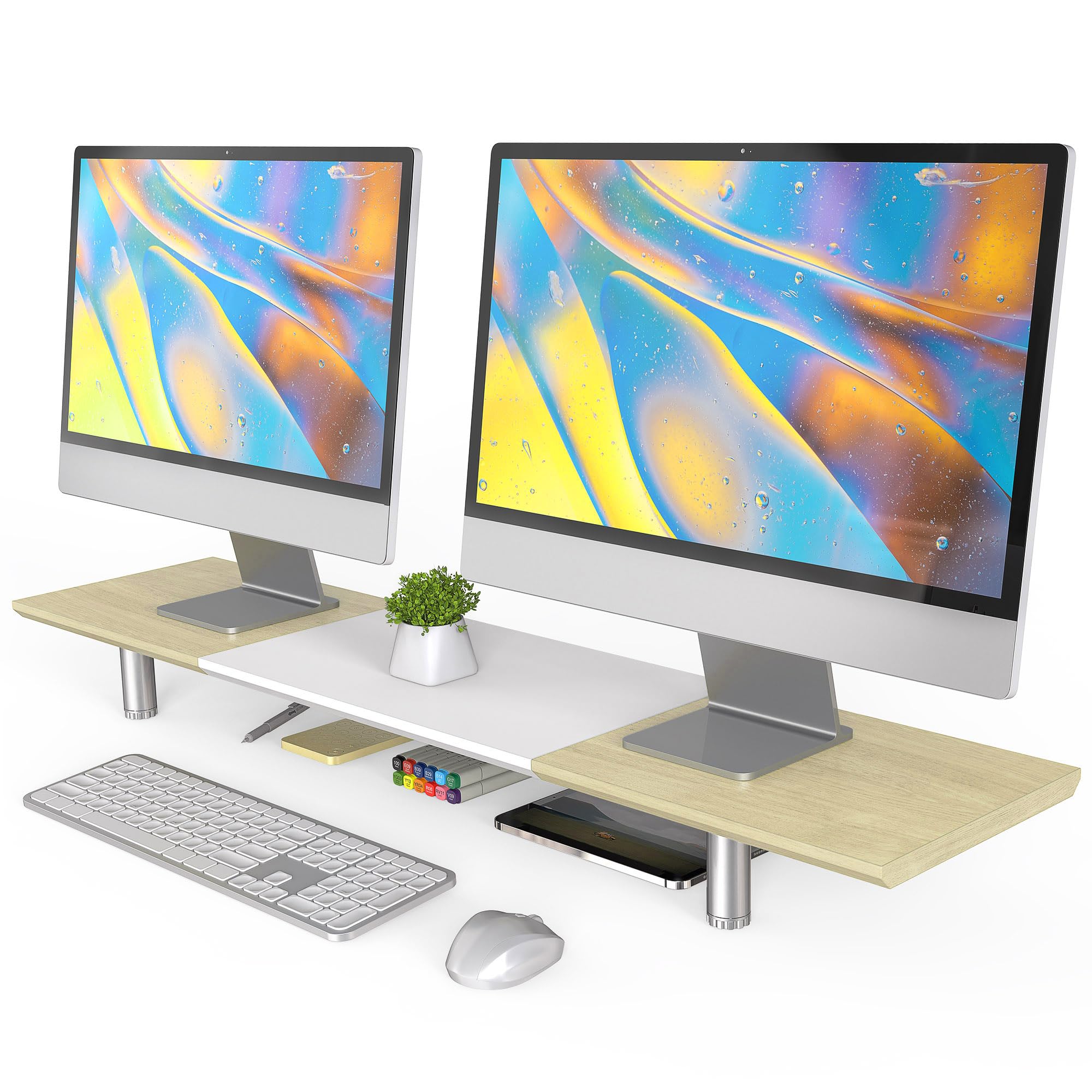 Fenge Large Dual Monitor Stands Riser With Height Adjustable Leg ...