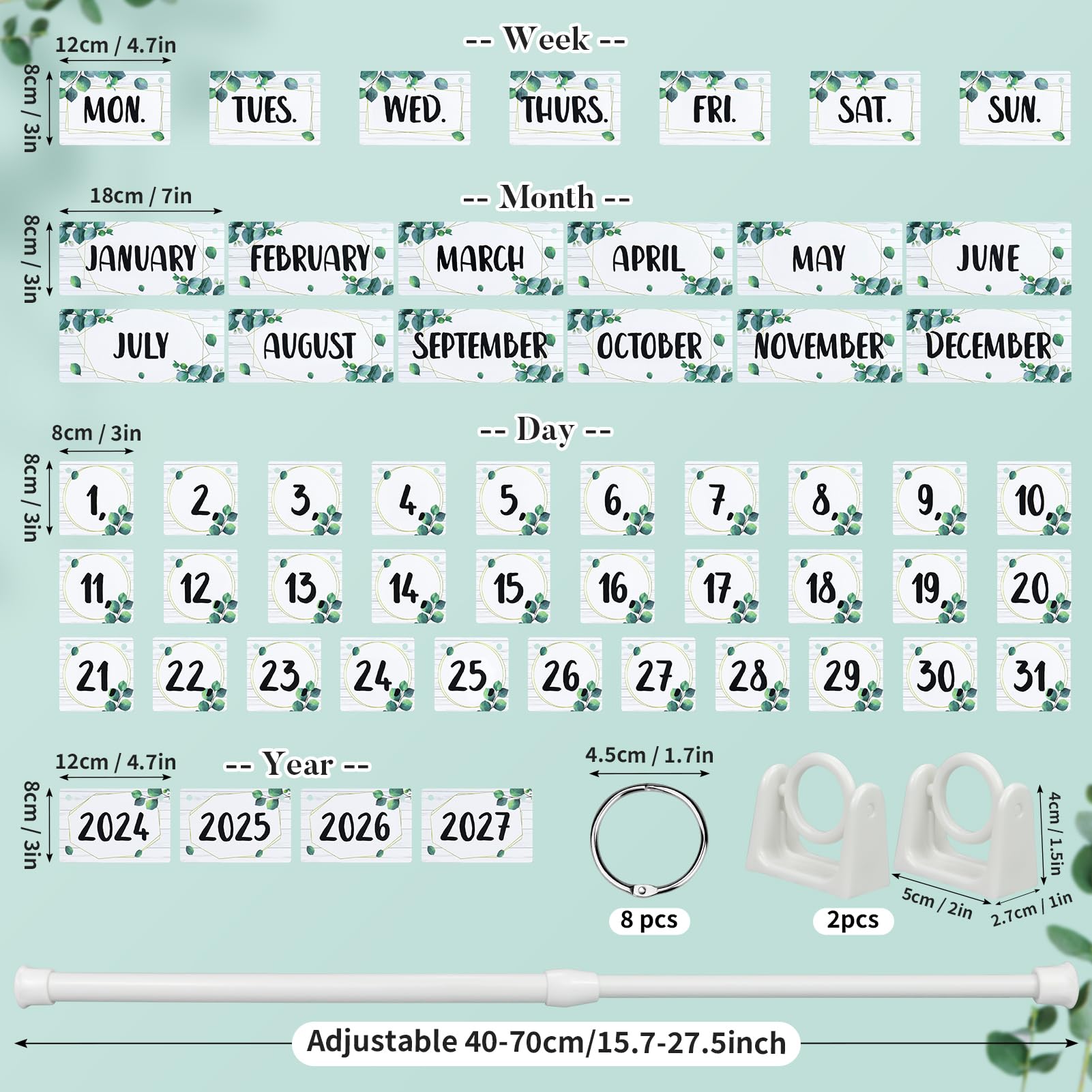 Snapklik.com : Flip Calendar For Classroom, Greenery 54 Cards Calendar ...