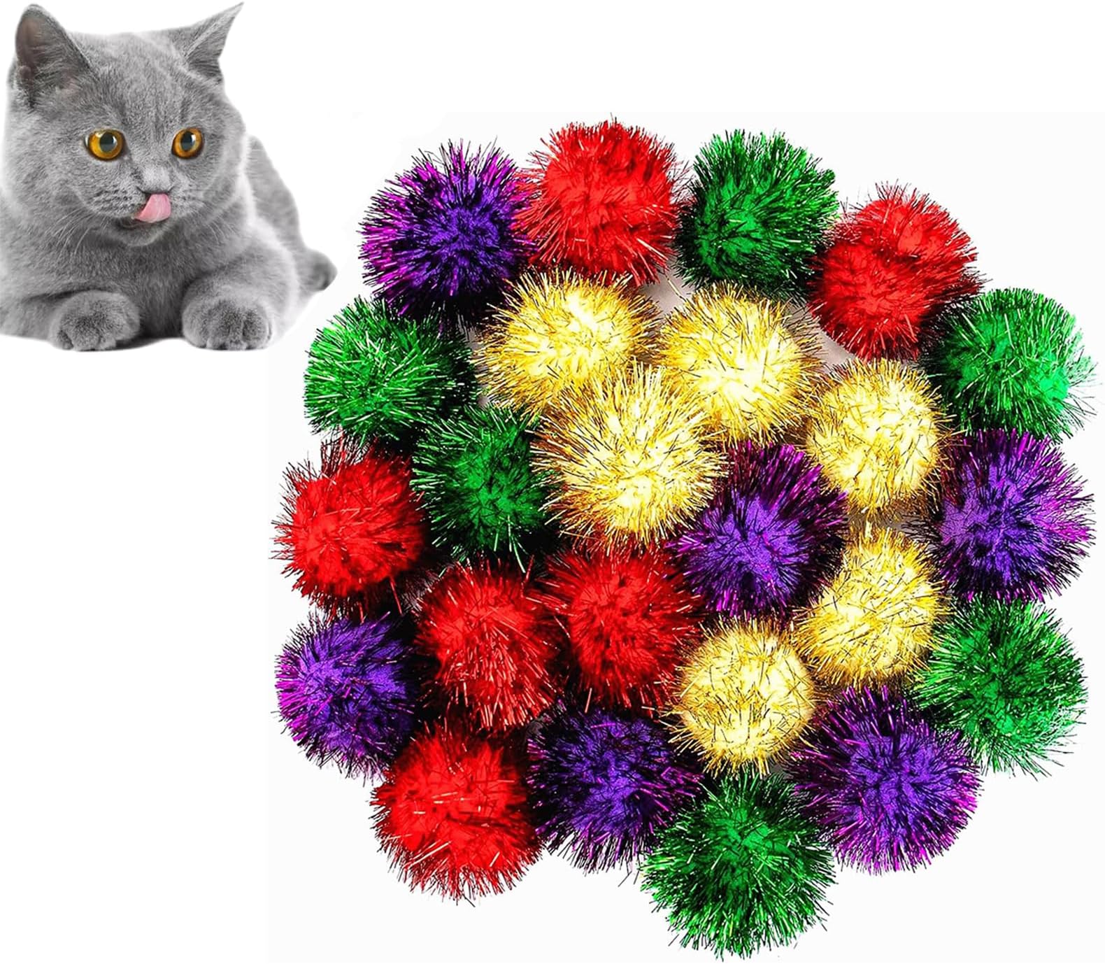Amazon.com : Sparkle Ball Tuff Kitty Puffs & Gray Mouse Cat Toy Pak ...