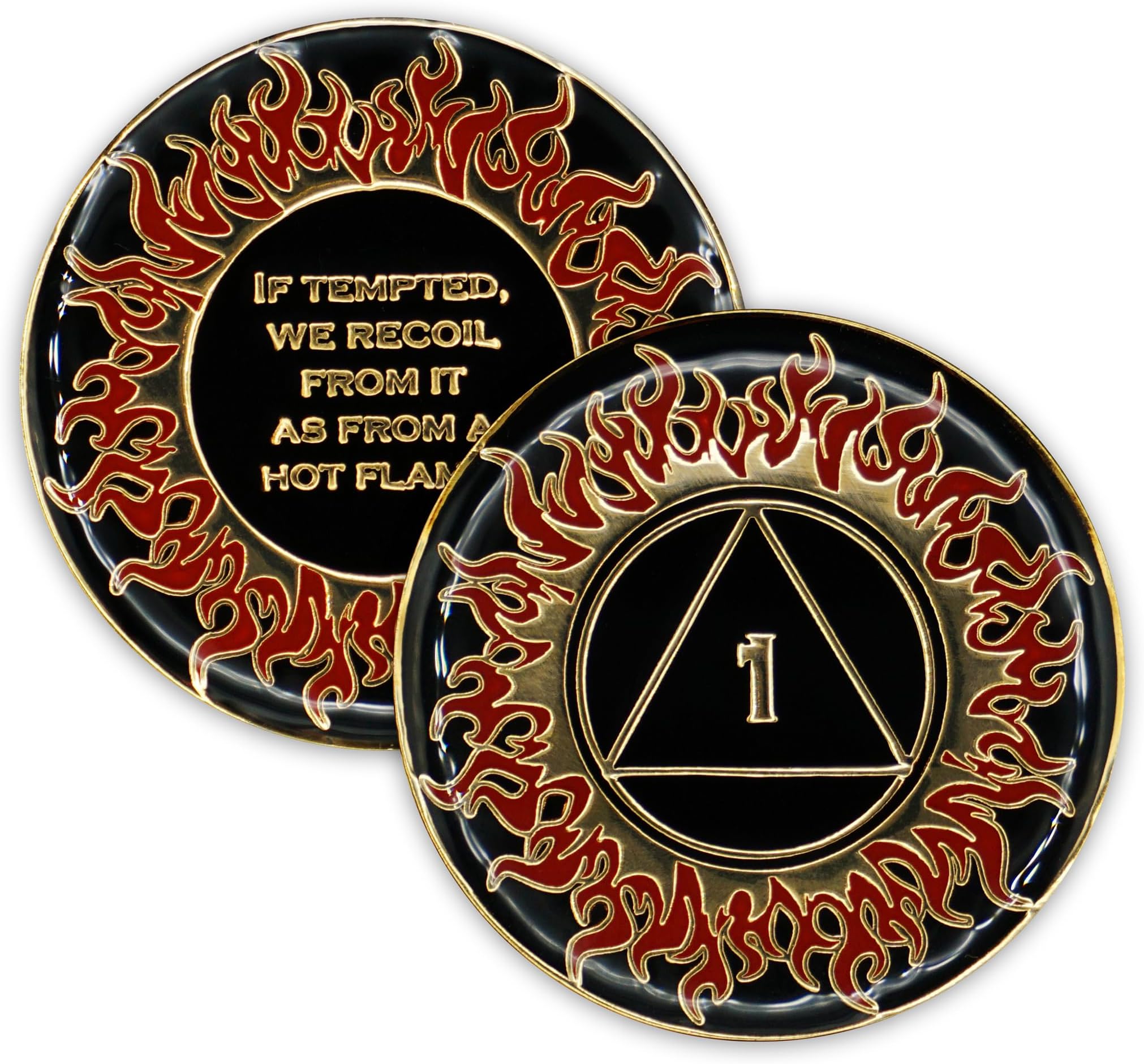 Amazon.com: 1 Year Sobriety Coin | Flames AA Chip Medallion Recovery ...