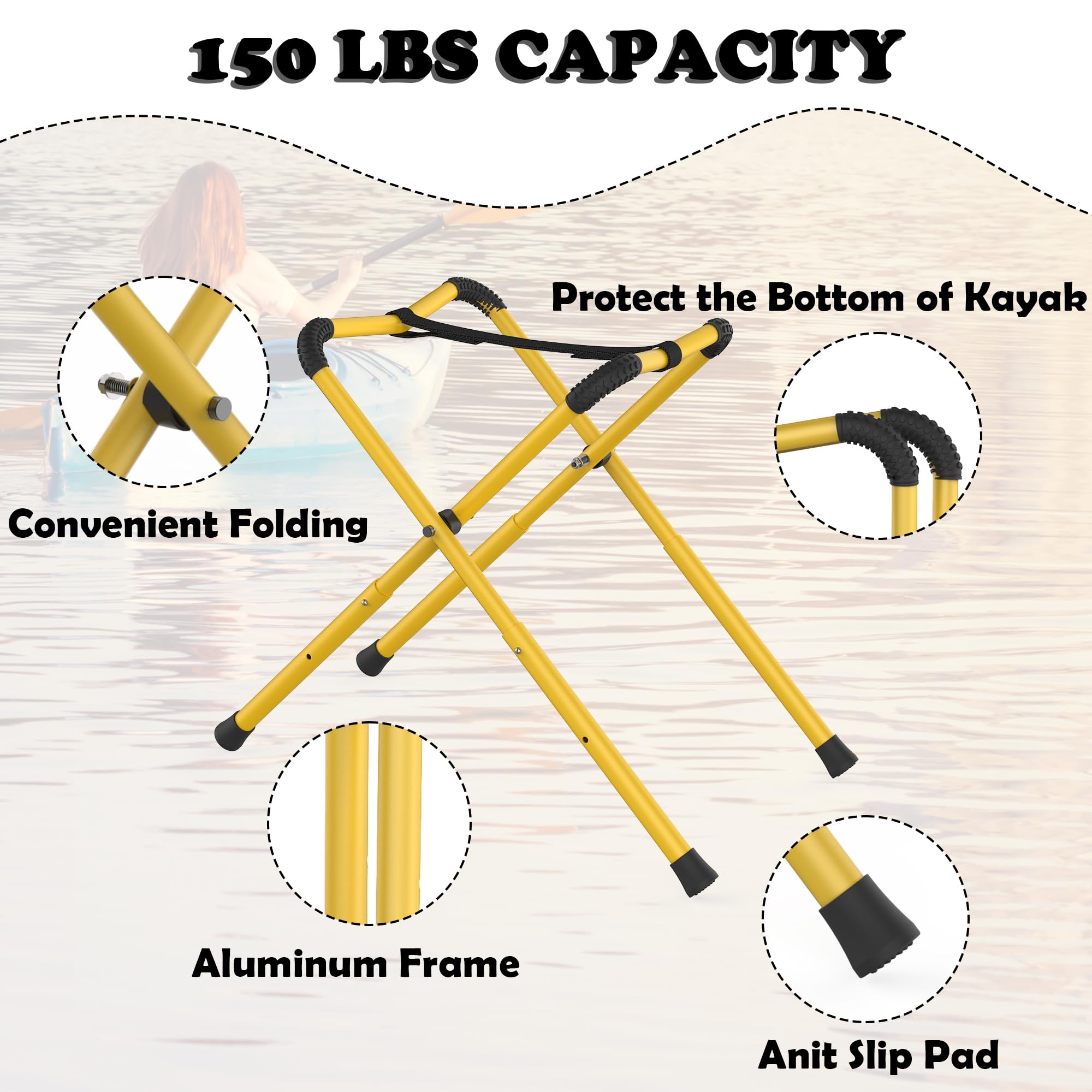 Snapklik.com : 2 PACK Foldable Kayak Stand, Aluminum & Portable Racks ...