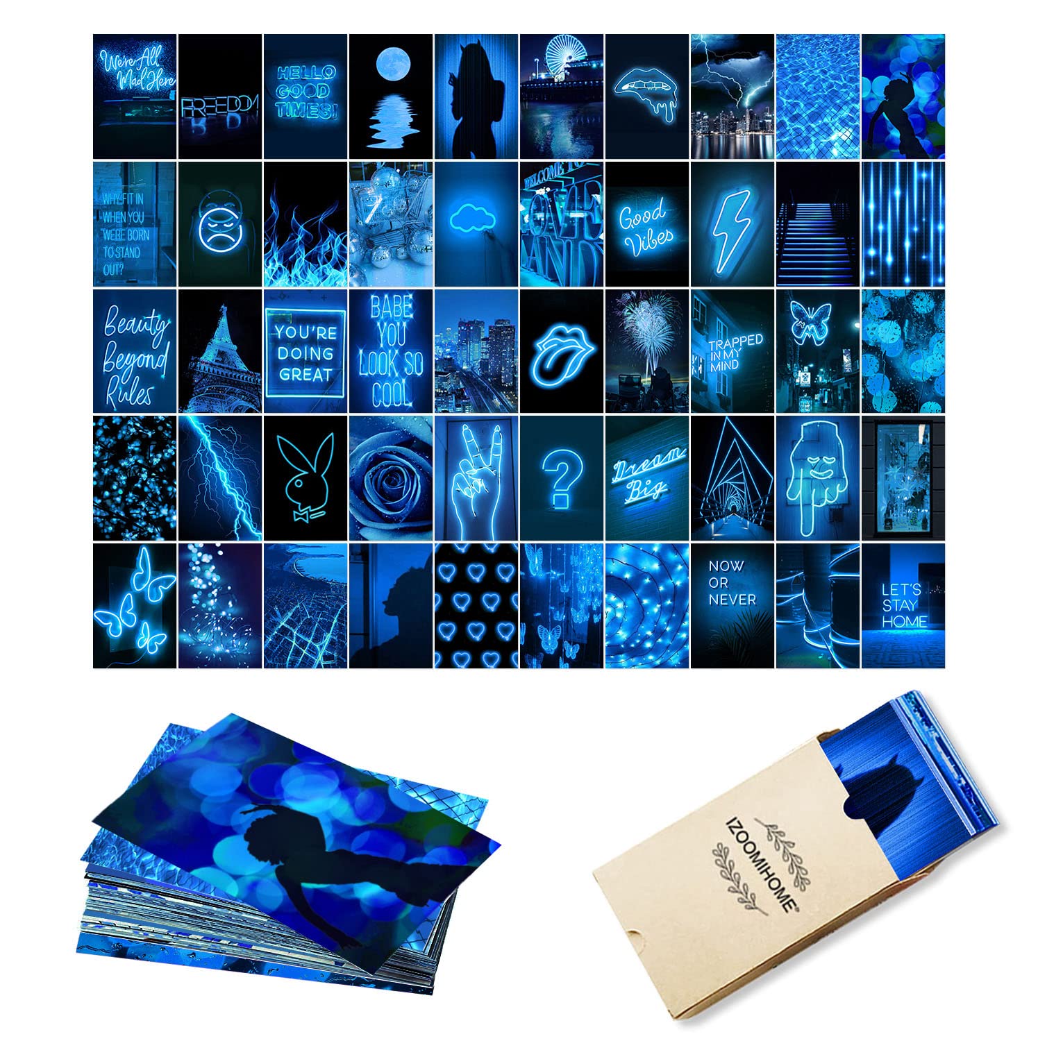 Blue Neon Aesthetic Collage Kit - Bedroom & Room Philippines | Ubuy