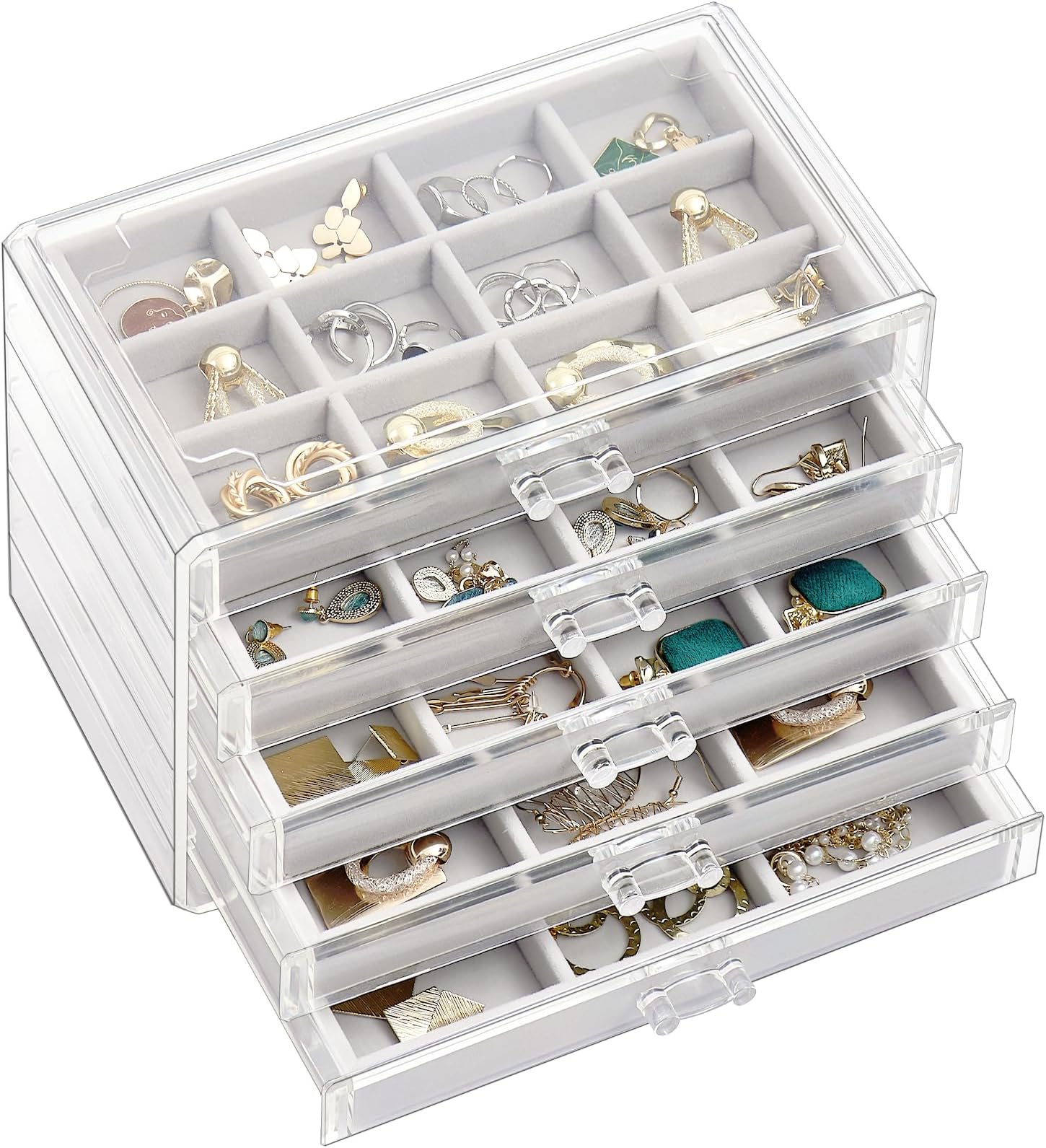 Large Wooden Jewellery Box Armoire Earrling Bracelet Organizer 6 Layers ...