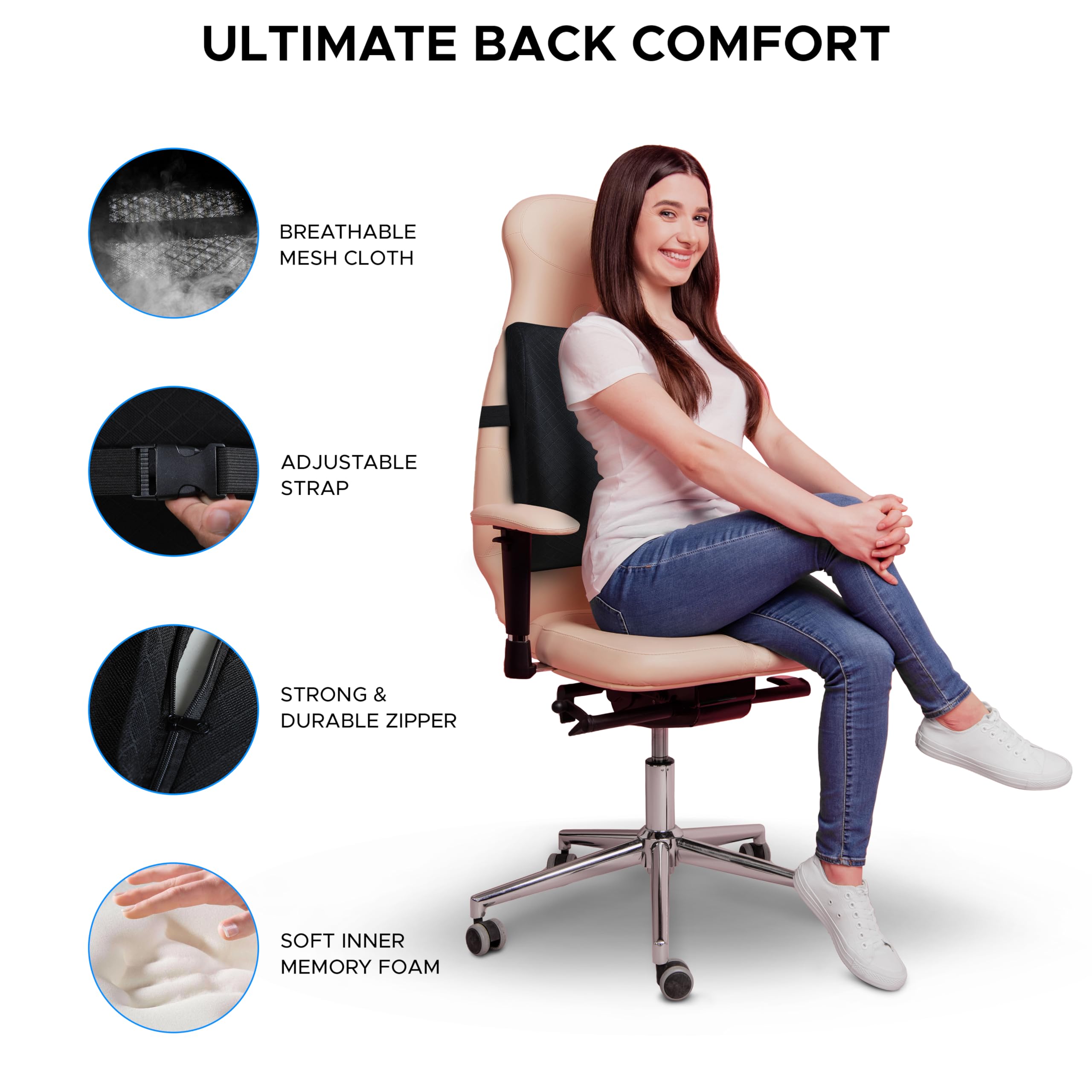 Snapklik.com : EcoNour Lumbar Support Pillow For Car And Office Chair ...