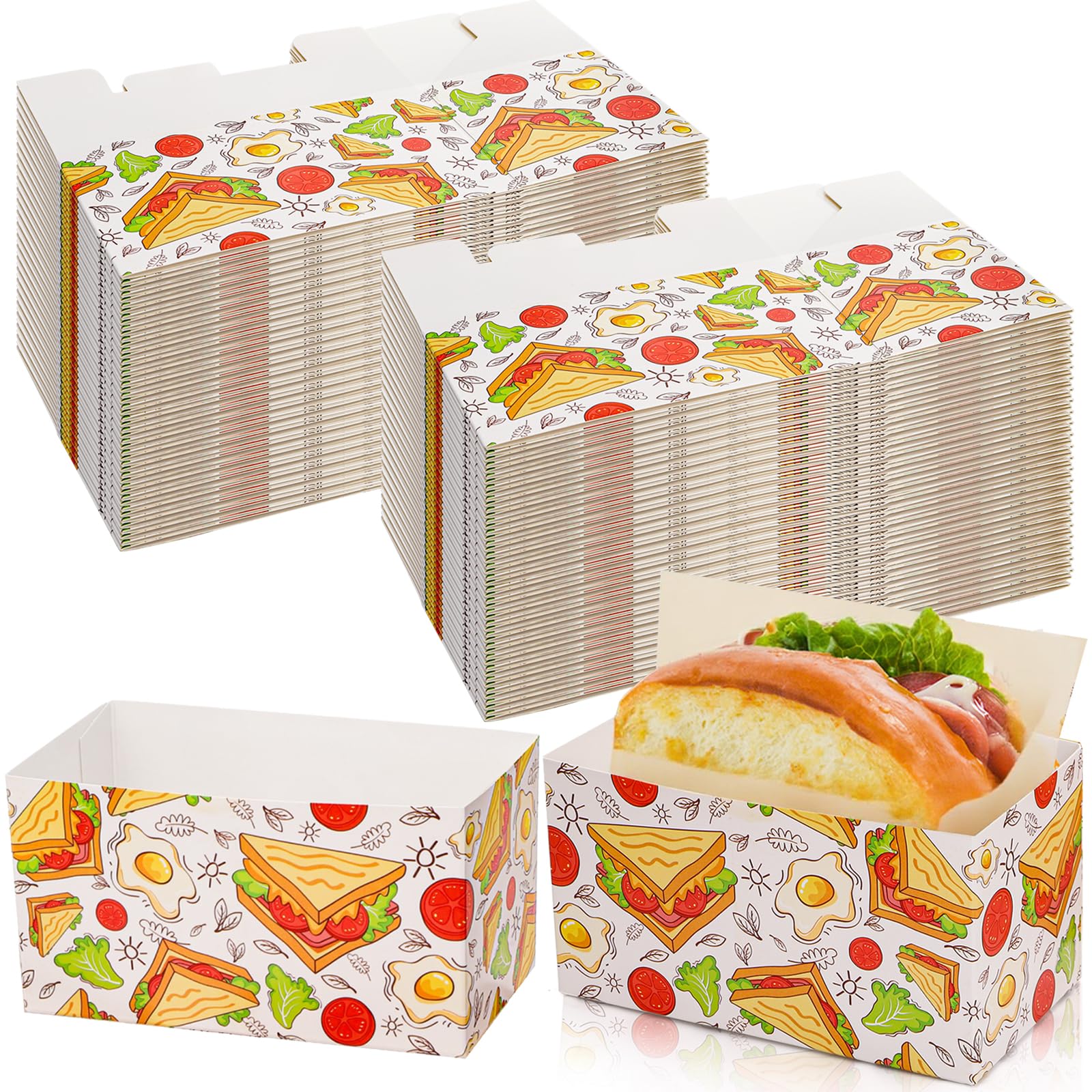 Snapklik.com : 100 PCS Disposable Sandwich Paper Boxes, Egg Sandwich ...