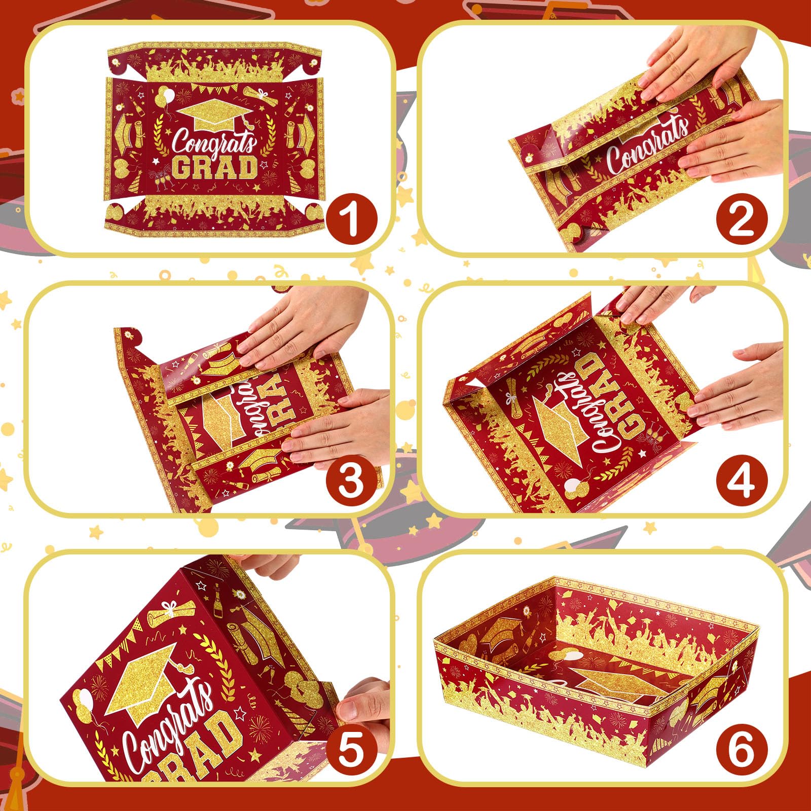Snapklik.com : 36 Pcs 2025 Maroon And Gold Graduation Paper Food Trays ...