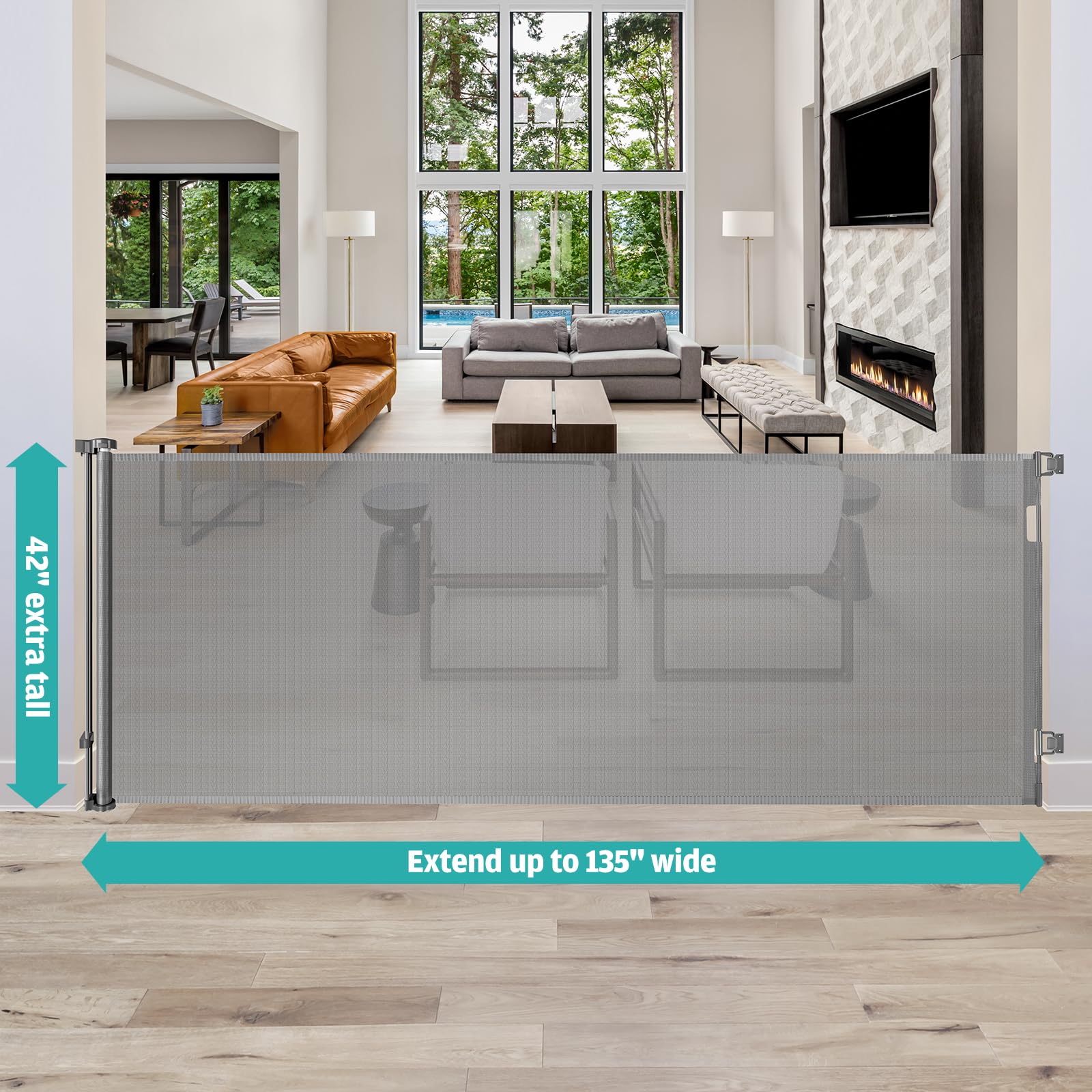 Snapklik.com : 42" Extra Tall 135" Extra Wide Retractable Baby & Pet ...