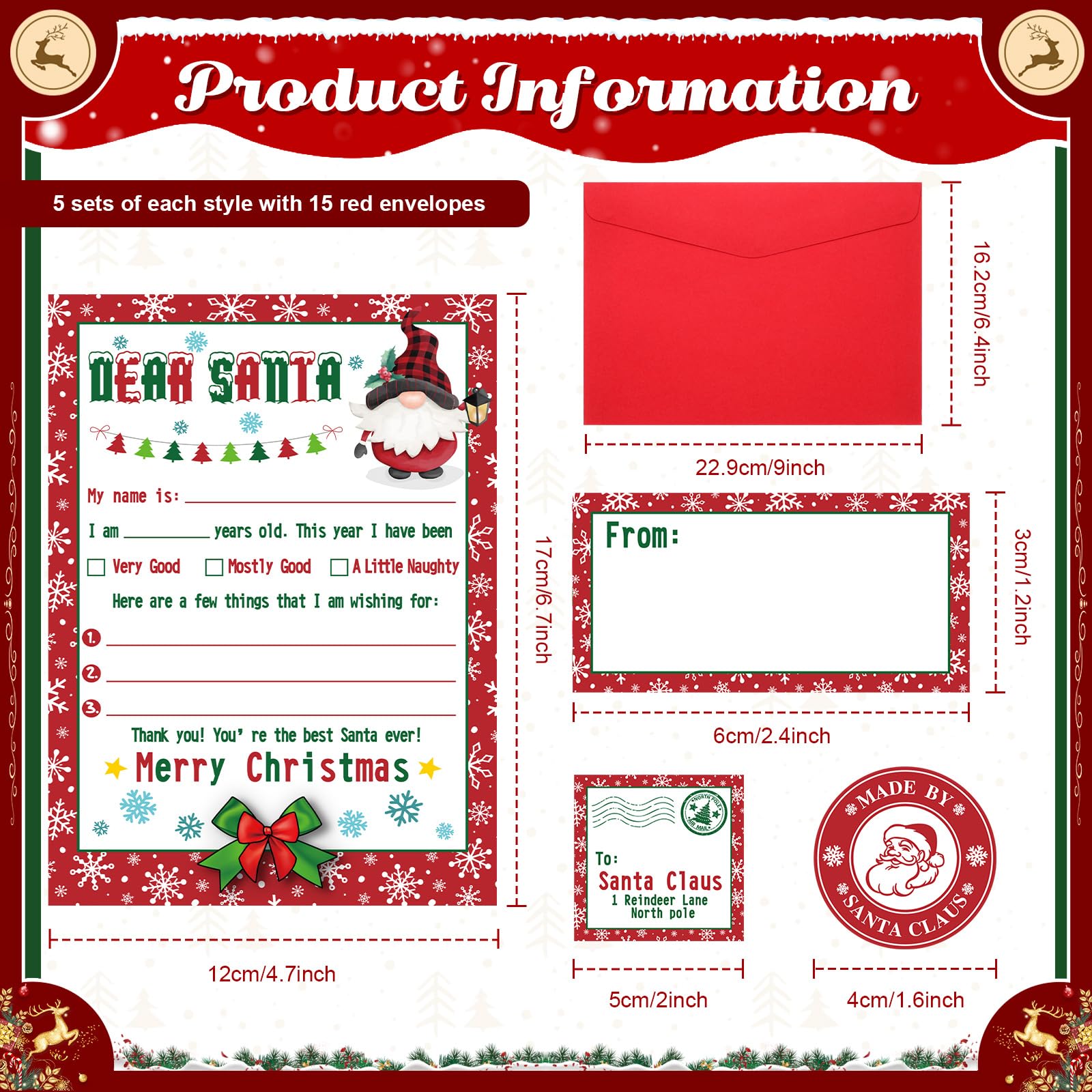 Snapklik.com : 75 Pcs Letter To Santa Christmas Wish List Writing Kit ...