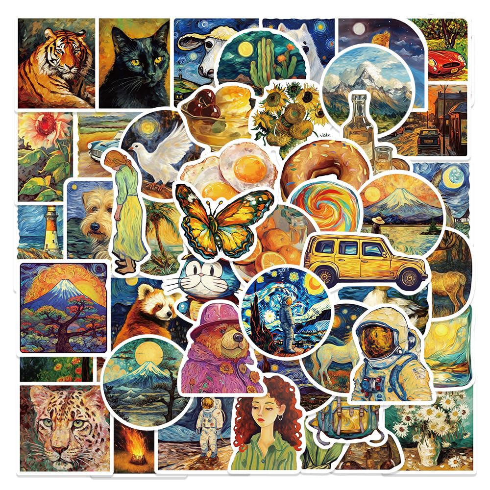 Snapklik.com : Aspcsmomt 50Pcs Famous Paintings Art Stickers Vinyl ...