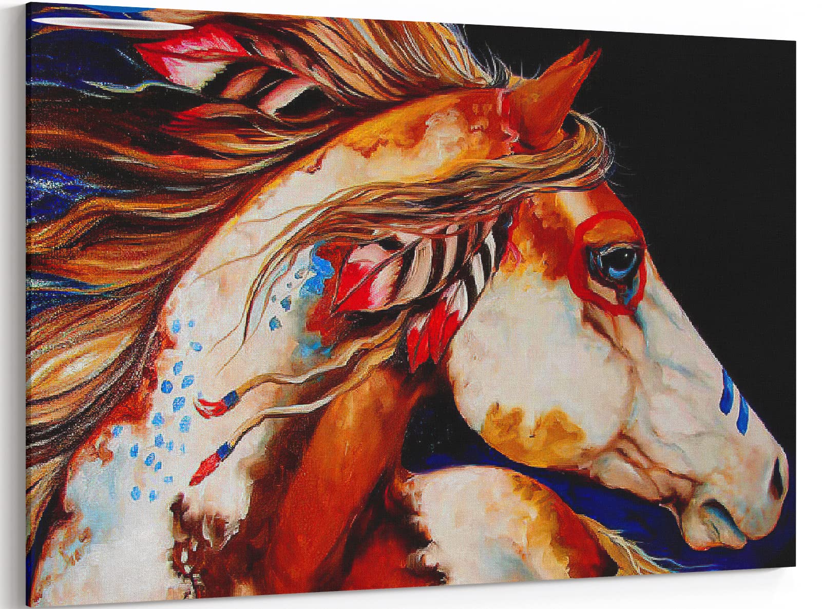 Native American Horse Drawing Wild Horse With Feathers In Mane