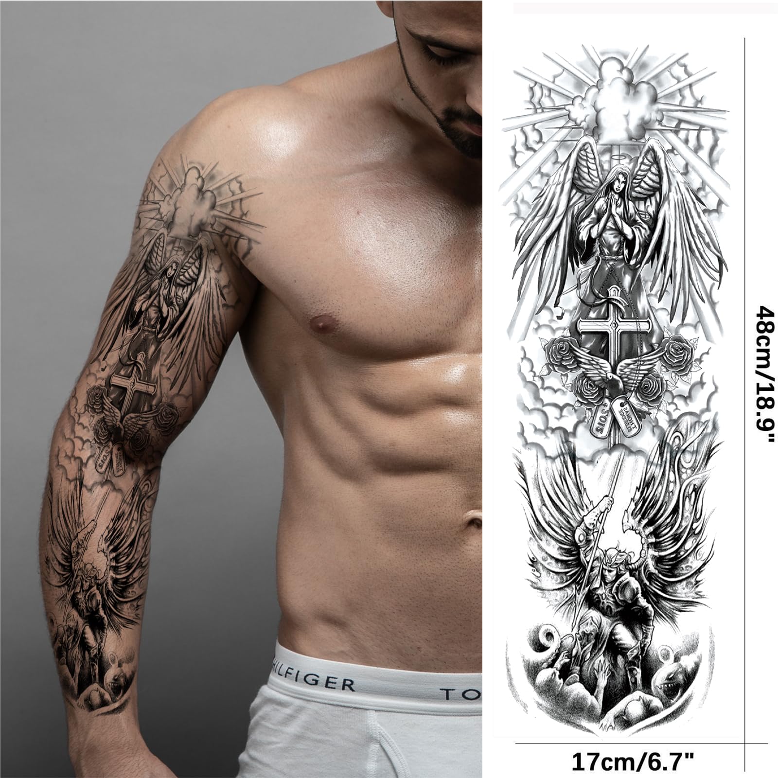 Snapklik.com : Christian Cross Temporary Tattoo Sleeves For Men, 4 ...