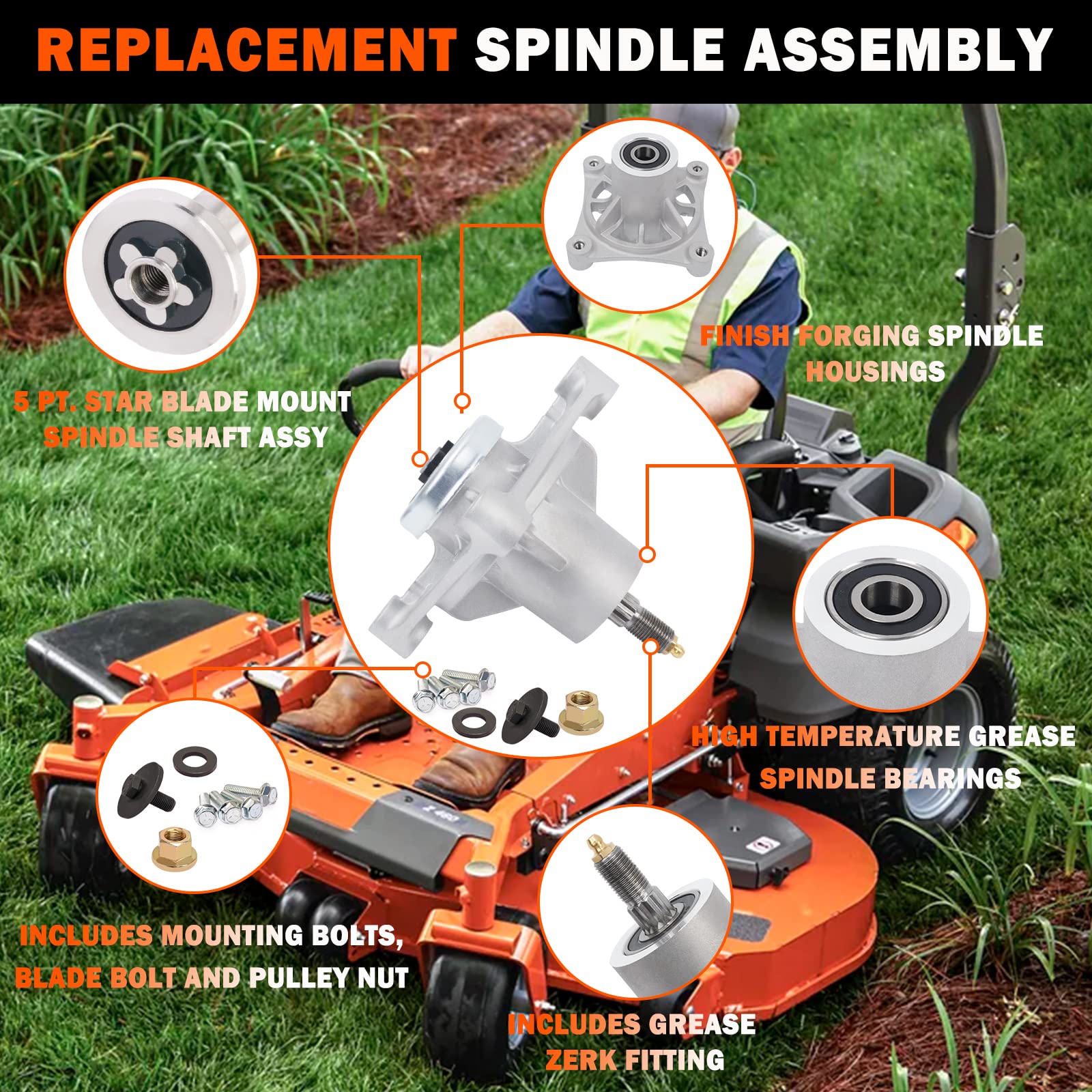 YiaChuii Deck Spindle Assembly for Husqvarna 587125201 532174356 ...