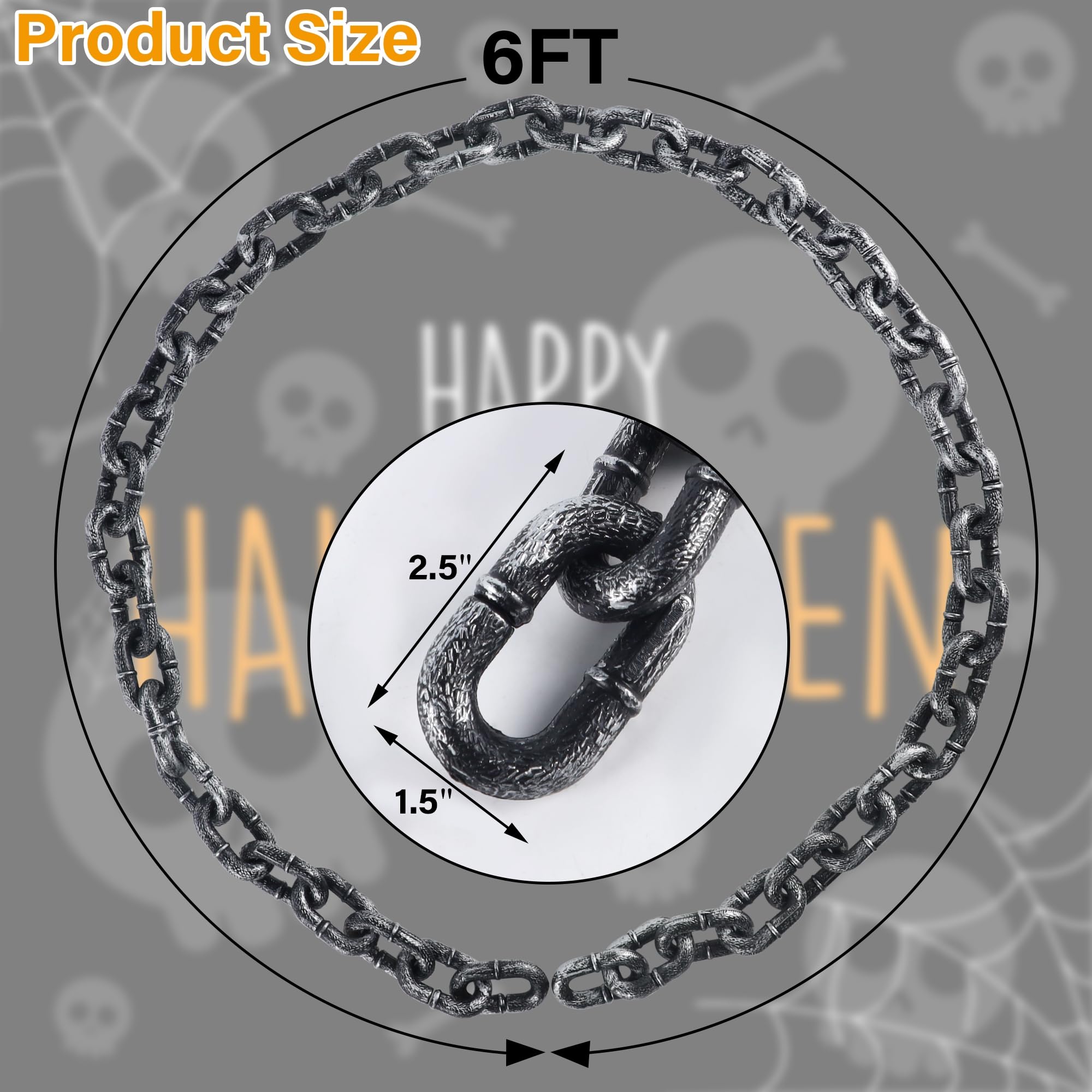 Snapklik.com : 2 Pcs Halloween Plastic Chain, 6 FT Halloween Props Fake ...