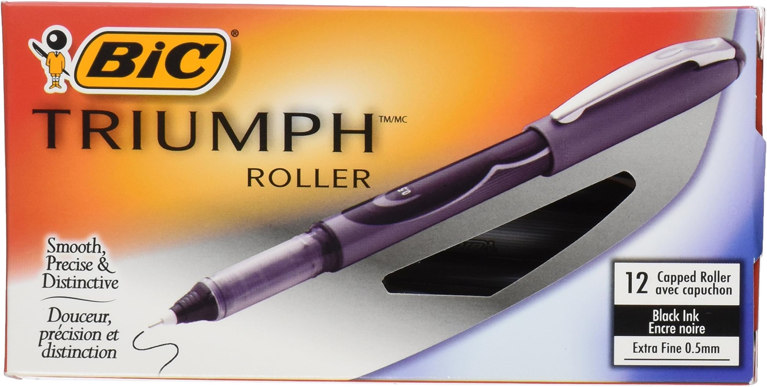 Amazon.com : BIC Triumph 537R Roller Ball, Fine Point (0.7 mm) Blue Ink ...