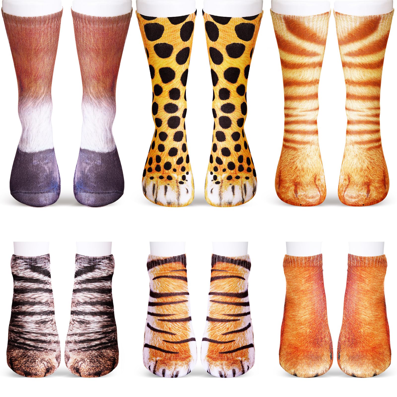 Amazon.com: Syhood 6 Pairs 3D Animal Paws Socks Novelty Animal Socks 3D ...