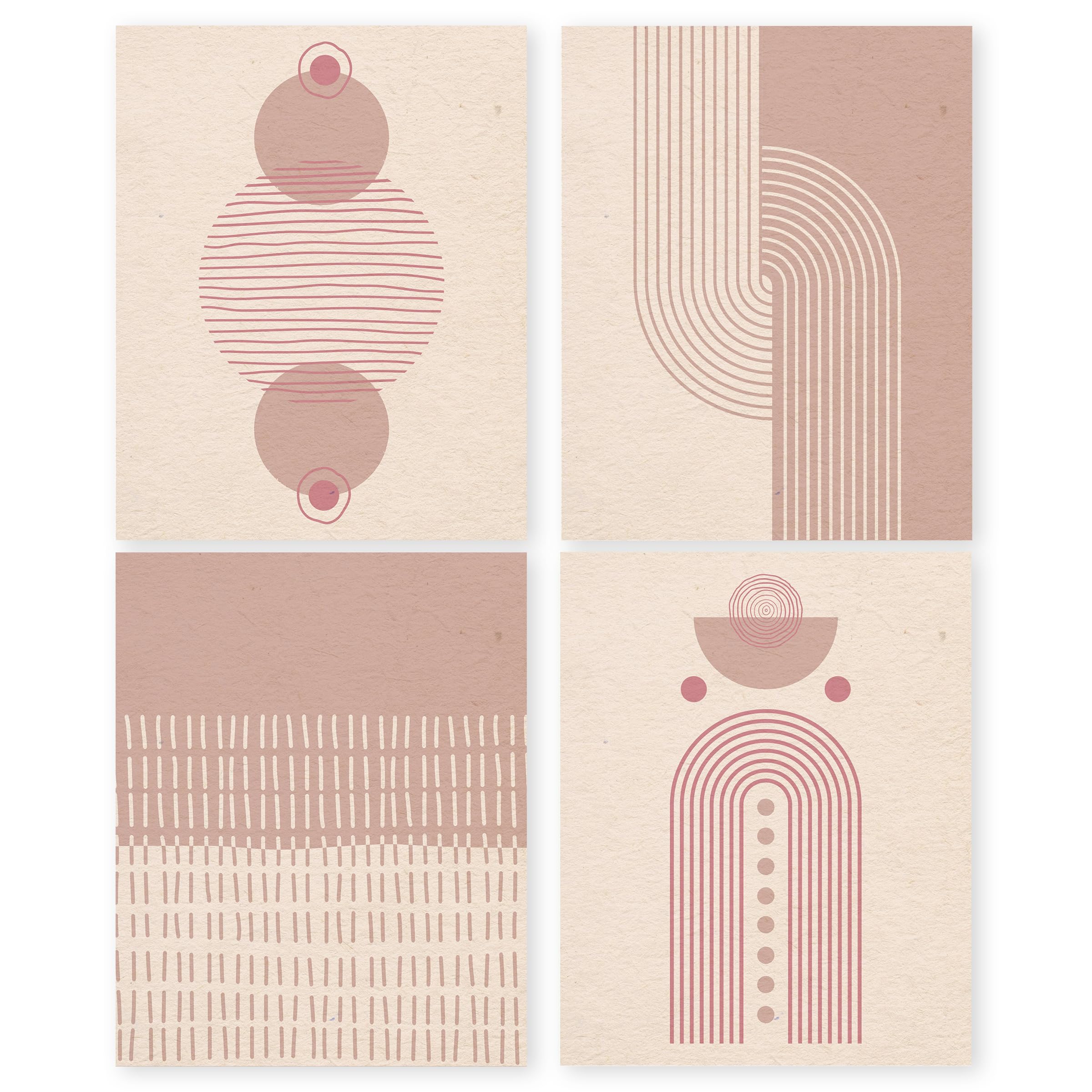 Amazon.com: HRQKO Boho Pink Geometric Wall Art Poster Prints Set of 4 ...