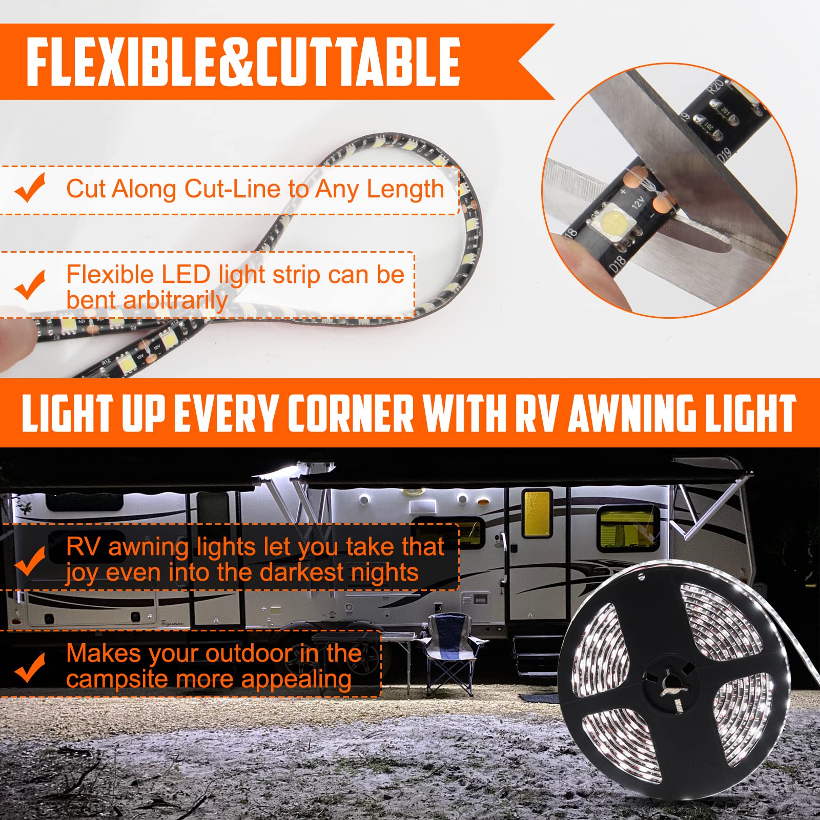 Rv Awning 16.4FT Lights – Waterproof 12V LED Strip For Campers ...