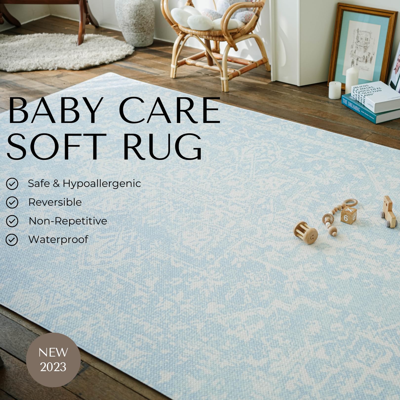 Baby Care Soft Rug (Prestige, Ikat - Inca Blue) 98'' x 59'' Original ...