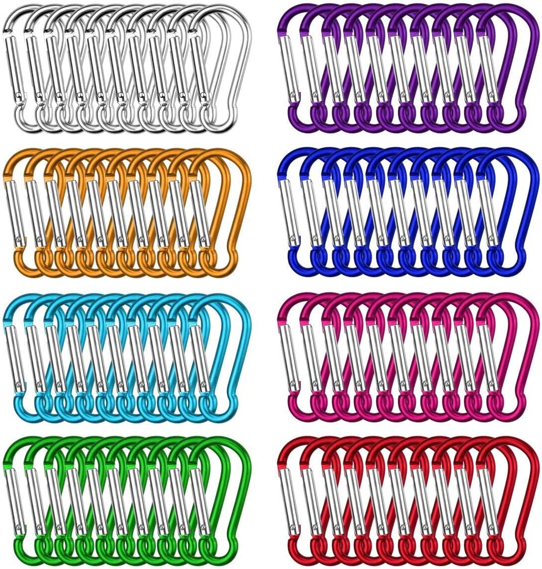 80 PCS Carabiner Clips, Aluminum Carabiner Snap Hook Mini Carabiner for ...