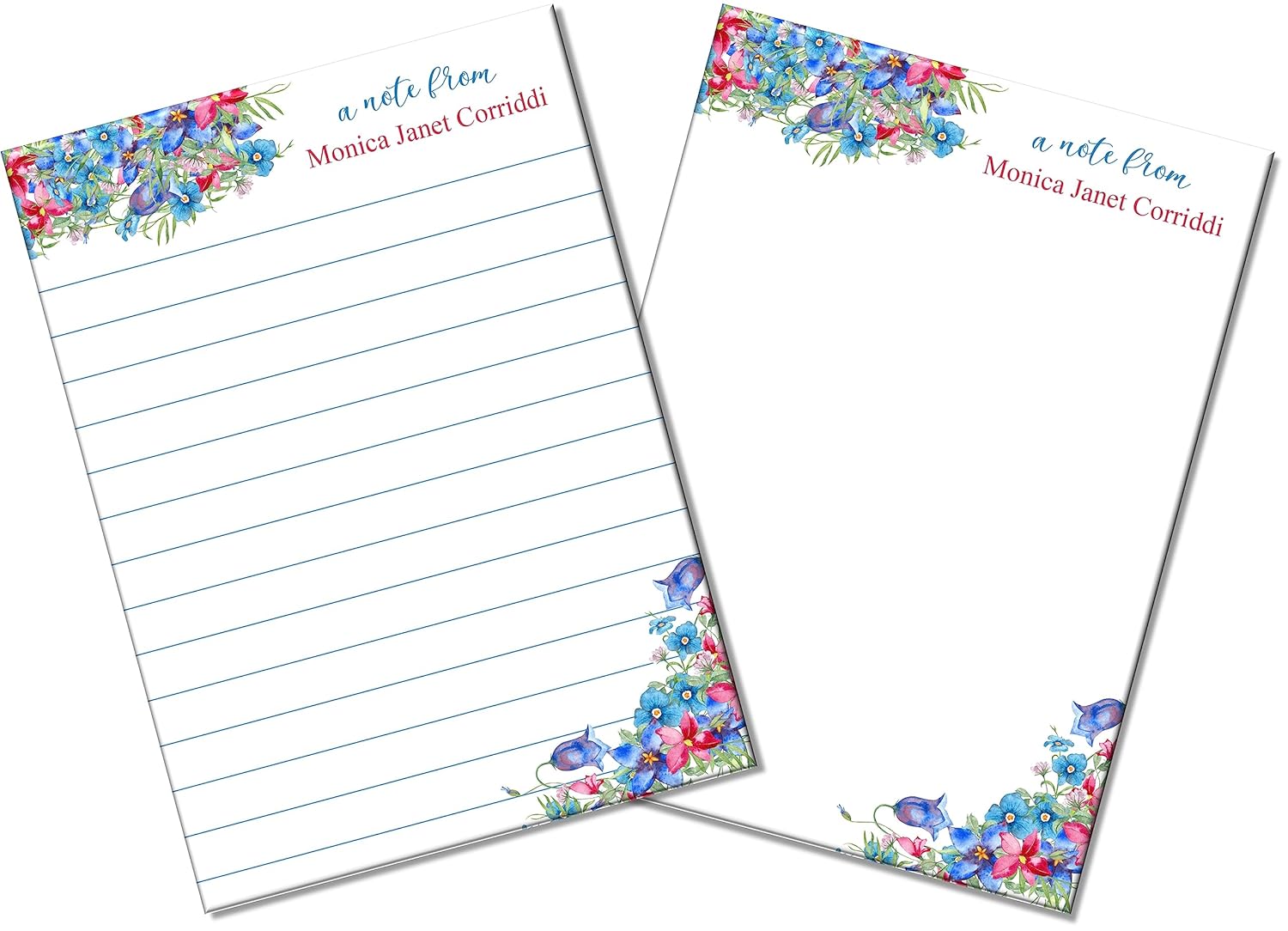 Amazon.com: Personalized 5"x7" Notepads with Floral Design - (2 pack ...