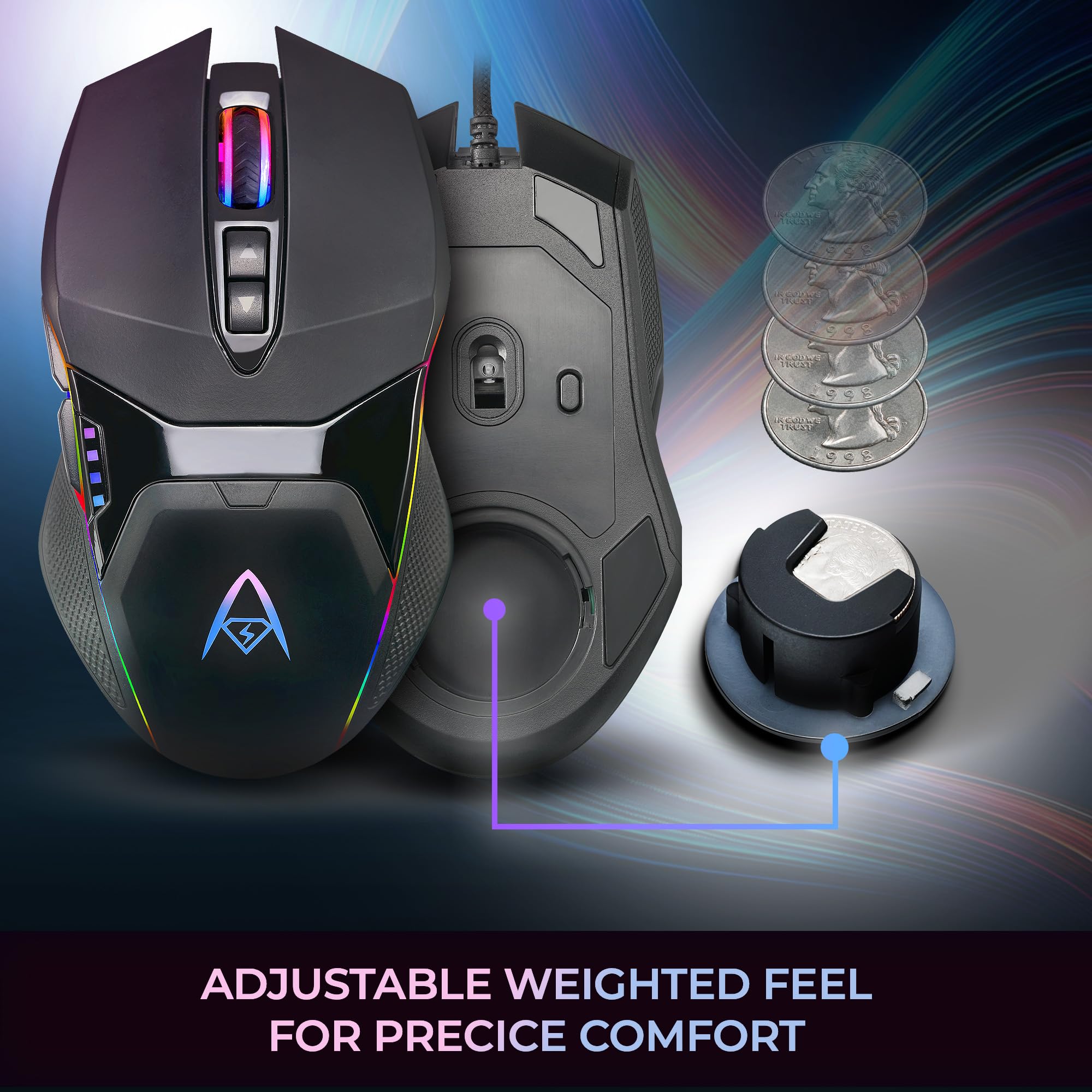 7 Button Adjustable DPI And Weight ADESSO IMouse X5 RGB Gaming Mouse ...