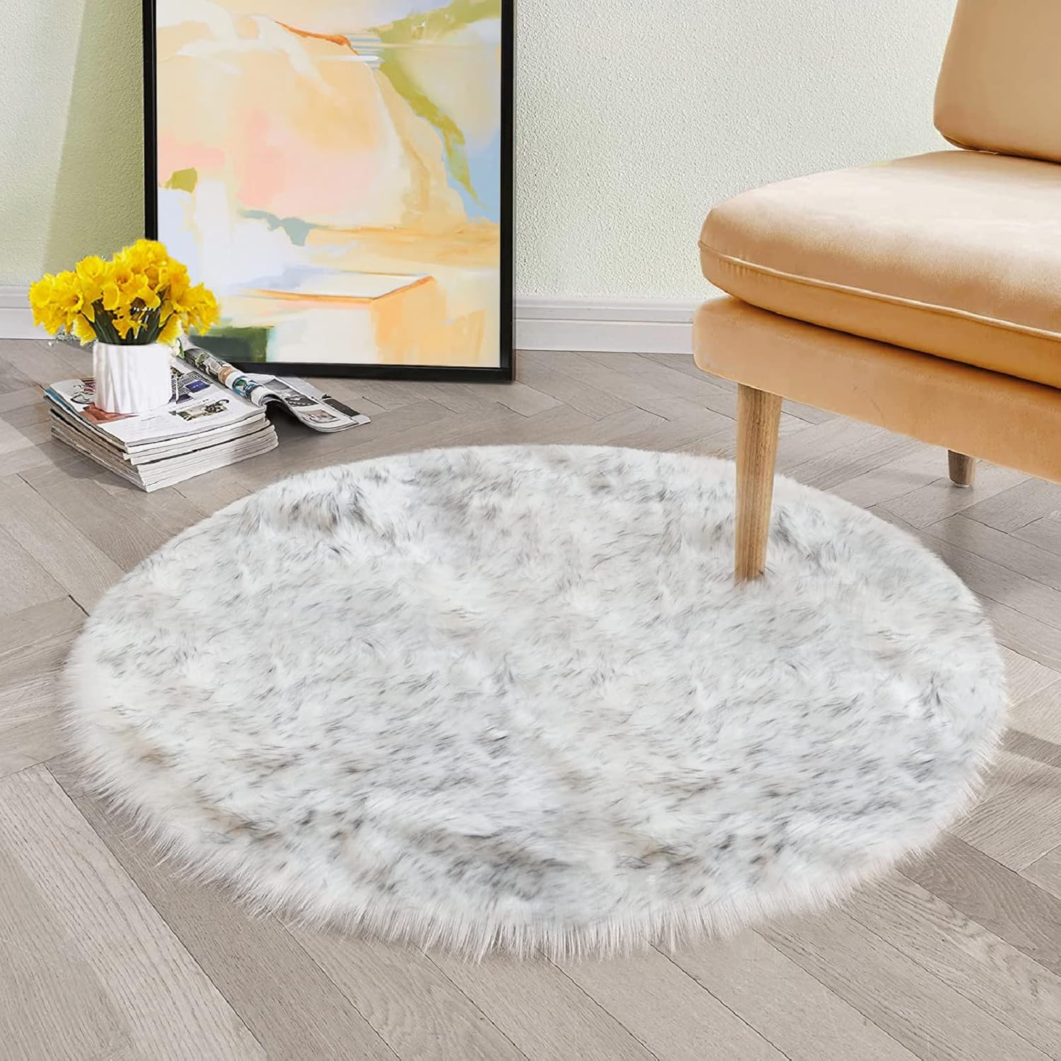 Amazon.com: ORINOVA Grey and White Plush Machine Washable Area Rugs for ...