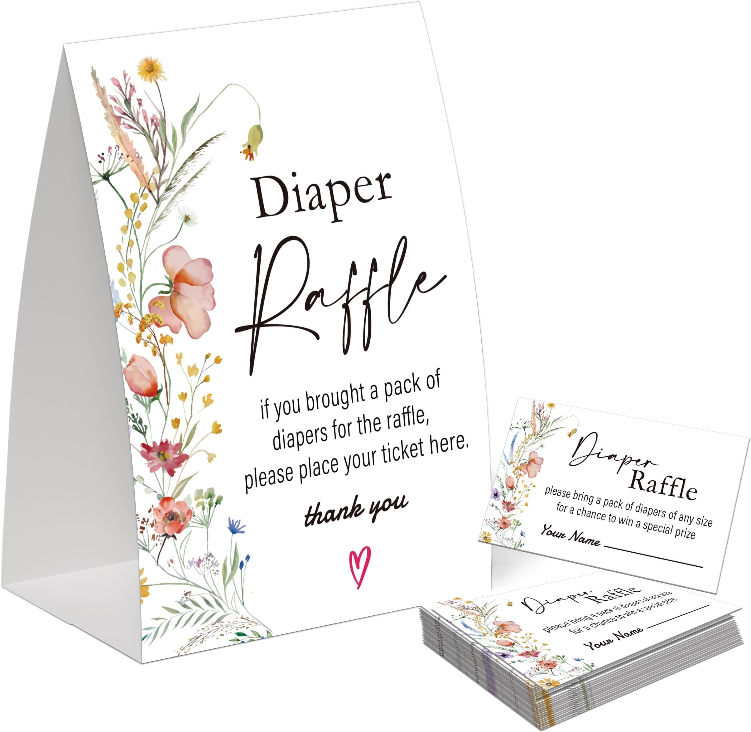 Amazon.com: Diaper Raffle Game Set For Baby Shower, Floral Arch Theme ...