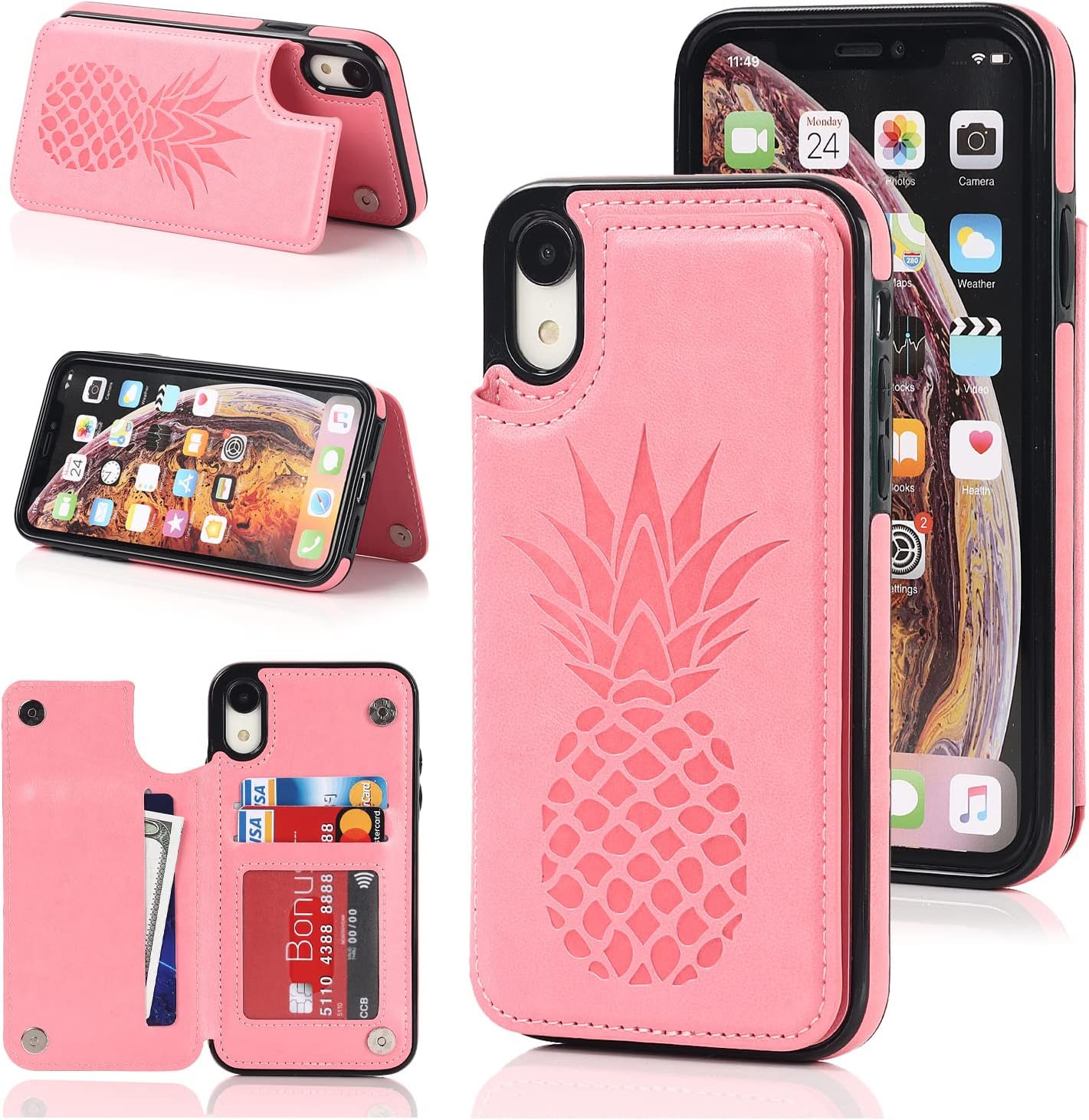 Amazon.com: Genuine Leather Case for iPhone 6 Book Wallet Cover S ...