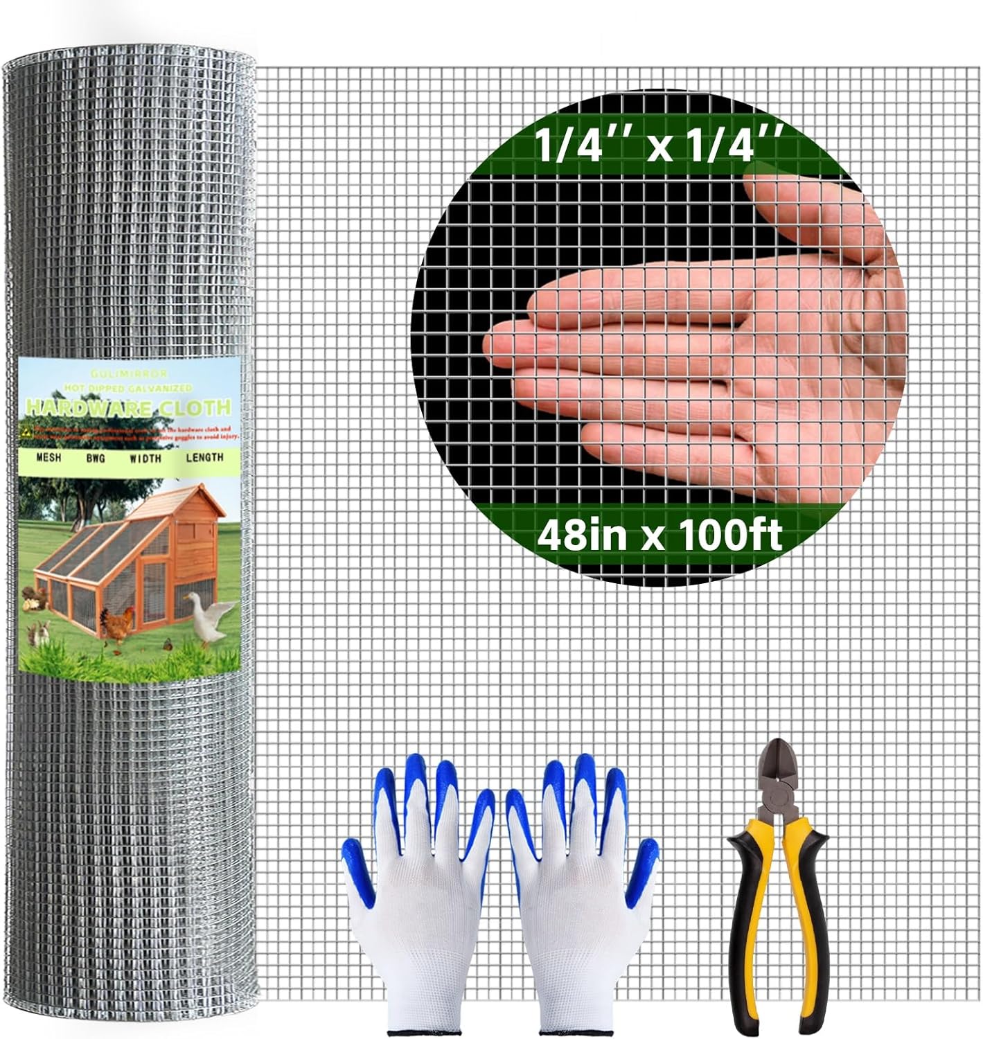 Gulimirror Chicken Wire Fencing Mesh,48 x 100 Ft 23 Gauge Galvanized ...