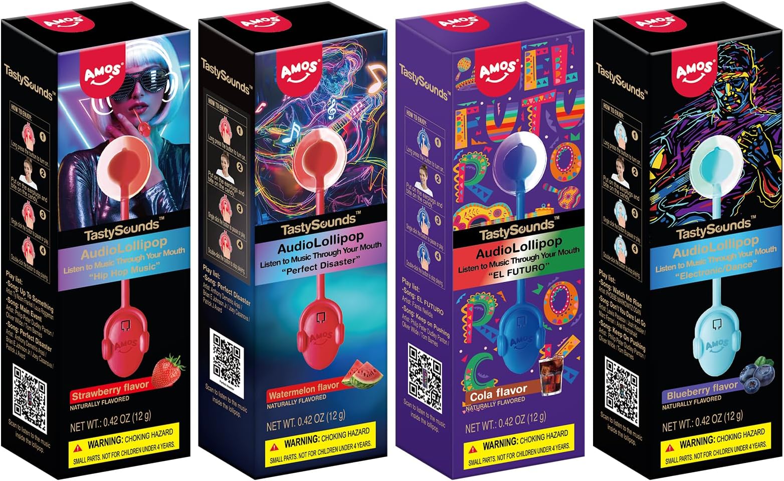 Amazon.com : Amos Tasty Sounds Audio Lollipop Candy, Singing Music ...