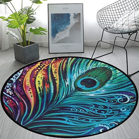 Amazon.com: Ollabaky Classical Peacock Feathers Area Rug Floor Mats ...