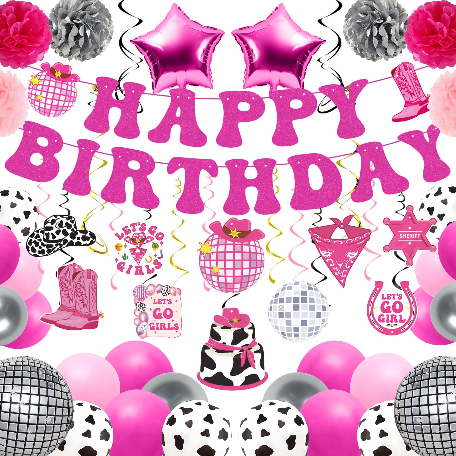 Amazon.com: Thrist Disco Cowgirl Party Decorations - 60PCS Cowgirl ...